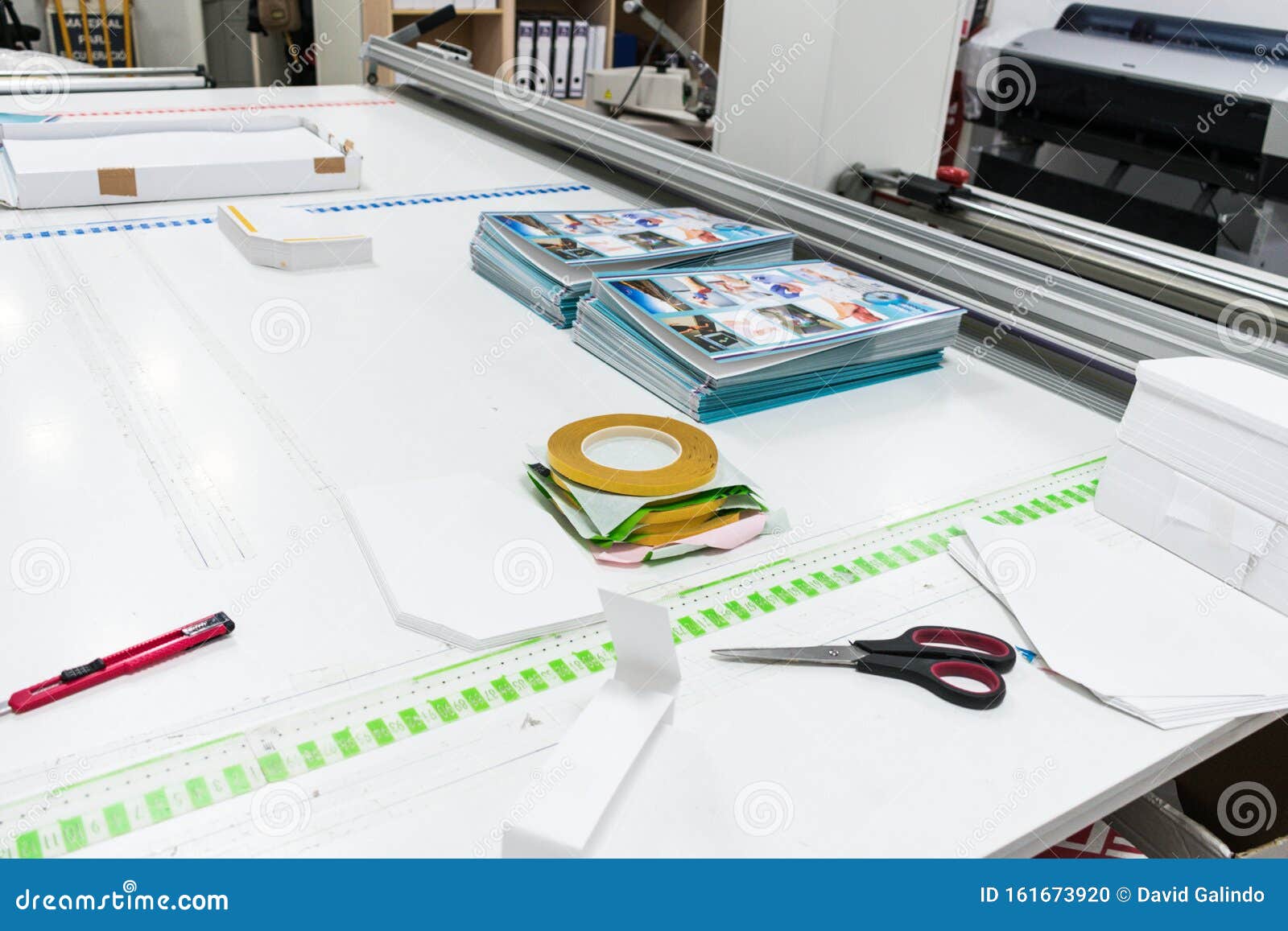 Cutting Work Table with Tools in Work Shop Stock Photo - Image of ...