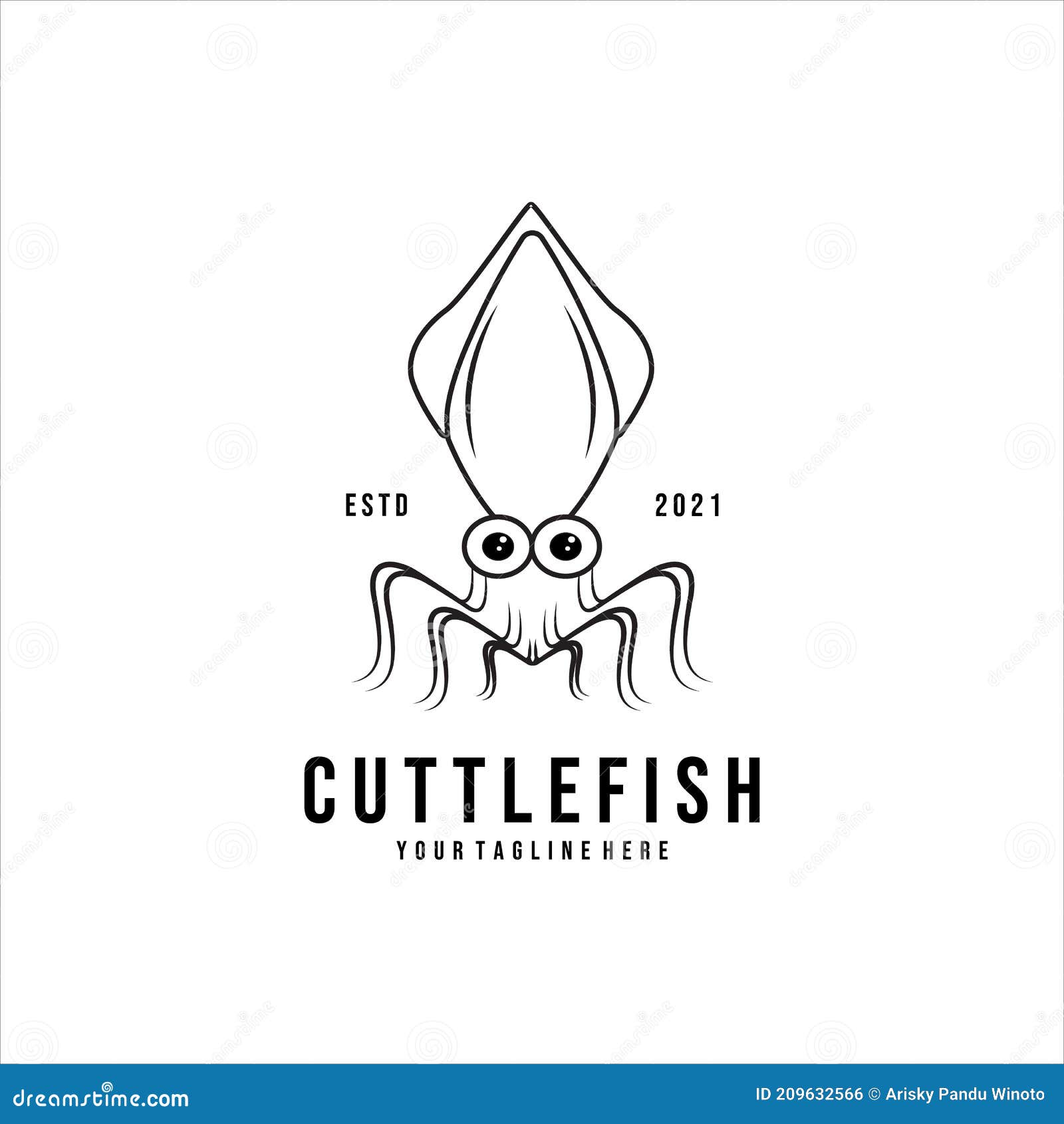 Cuttle Fish Logo Vector Illustration Design. Silhouette Cuttle Fish ...