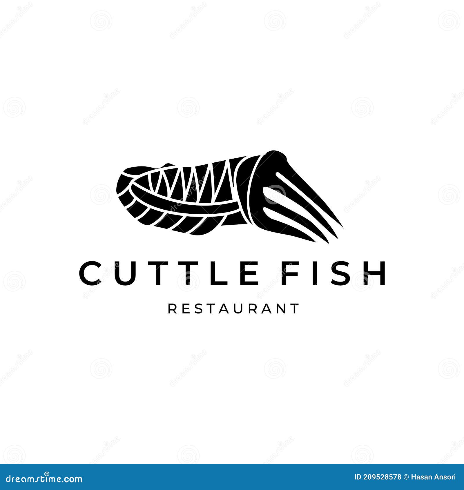 Cuttle Fish Logo Vintage Minimalist Vector Illustration Design Stock ...