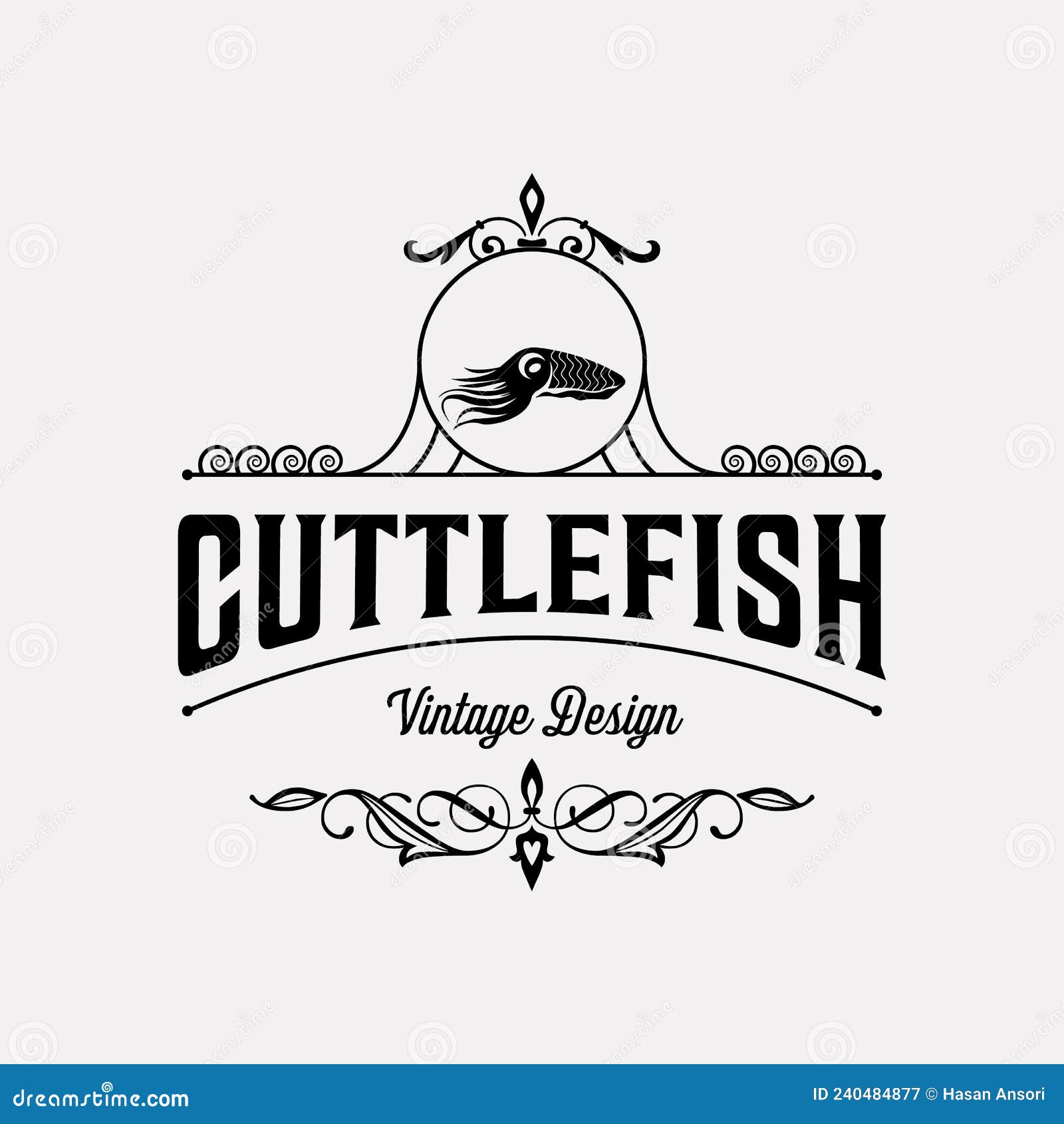 Cuttle Fish Vintage Logo Vector Symbol Illustration Design Stock Vector ...