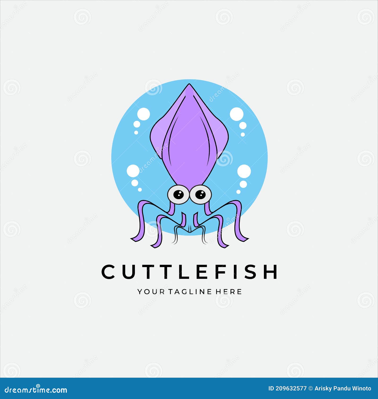 Cuttle Fish Cartoon Style Illustration. Happy Smiling Face. Cheerful ...