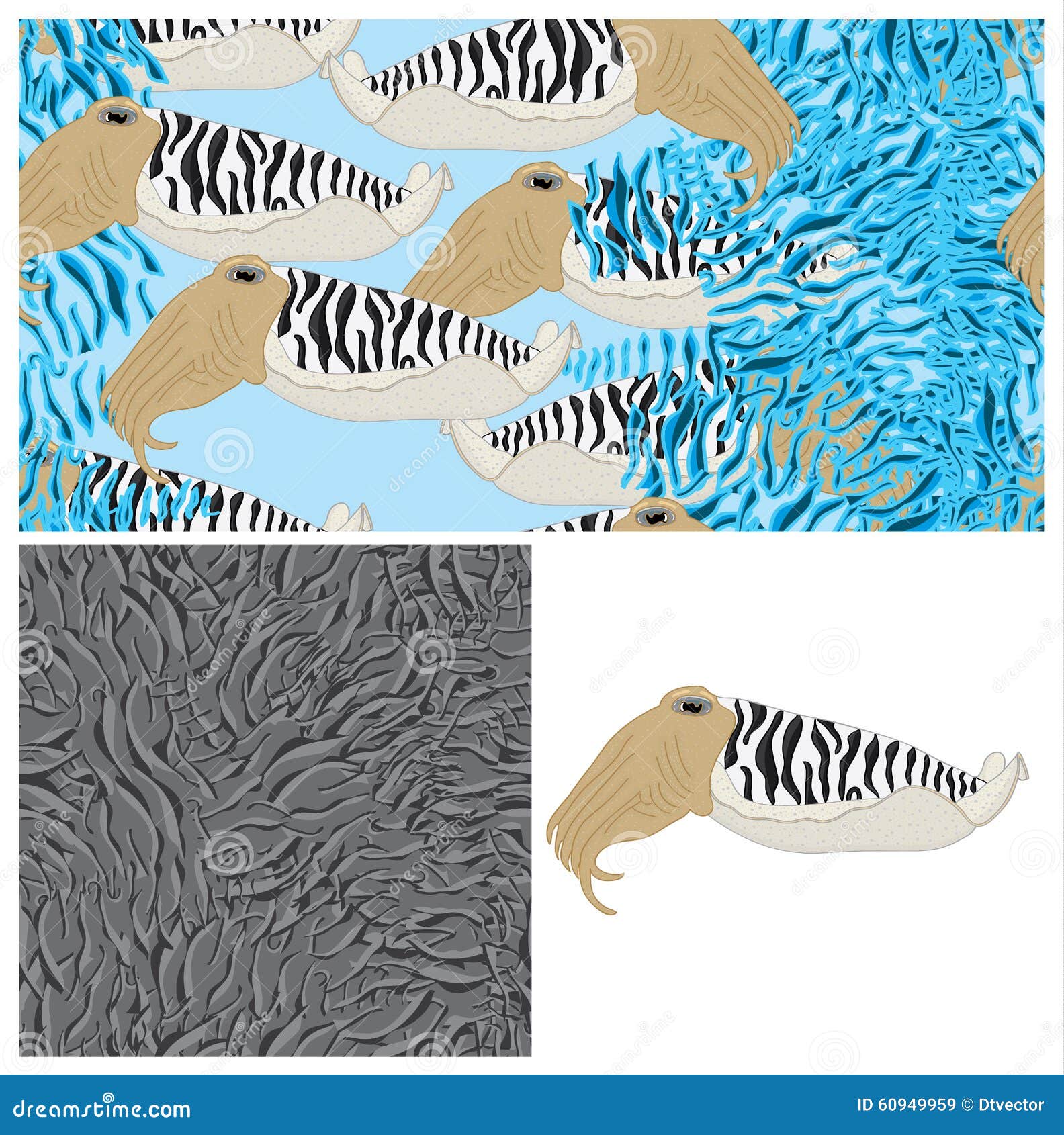 Cuttlefish Camouflage Frame Seamless Pattern Stock Vector ...