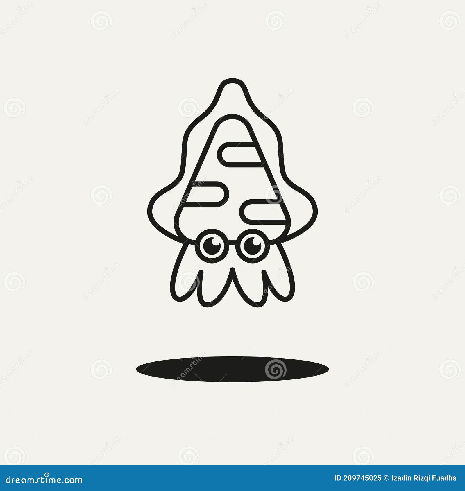 Cute Cuttlefish Simple Line Art Logo Template Vector Illustration ...