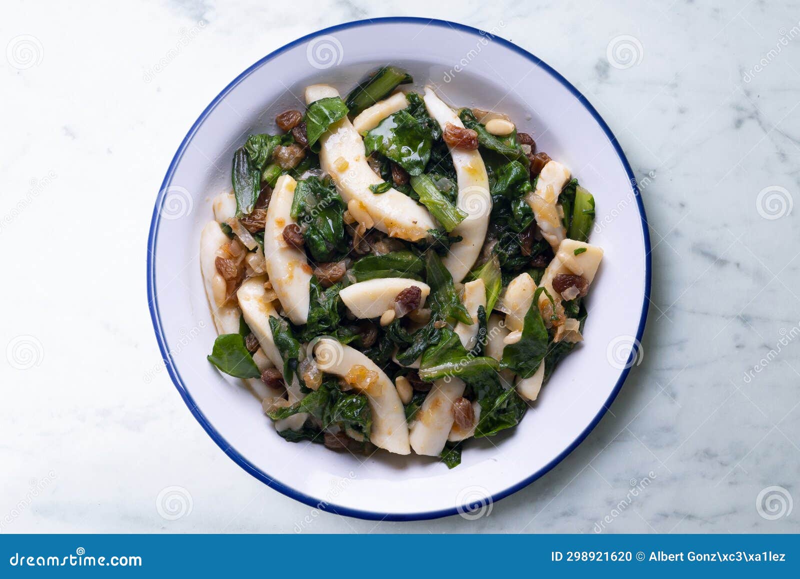 Cuttlefish Cooked with Chard and Spinach. Spanish Traditional Tapas ...