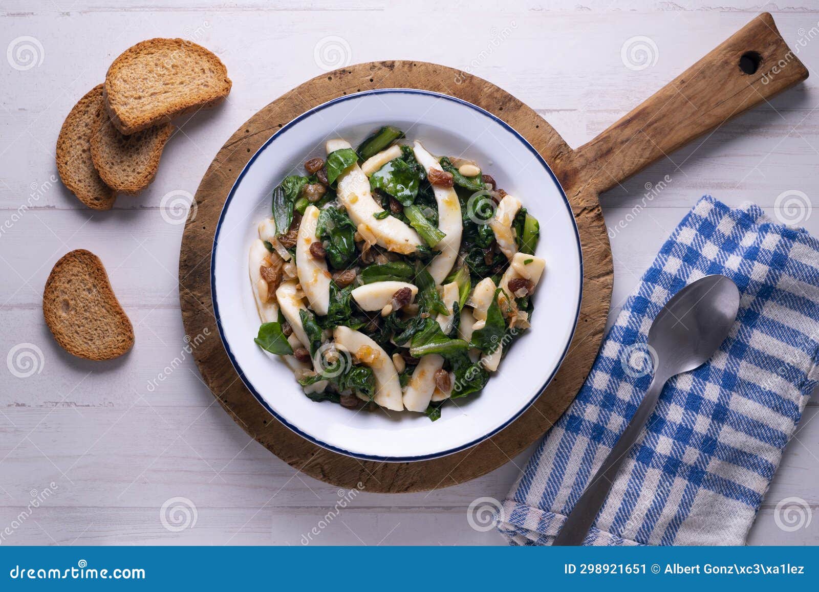 Cuttlefish Cooked with Chard and Spinach. Spanish Traditional Tapas ...