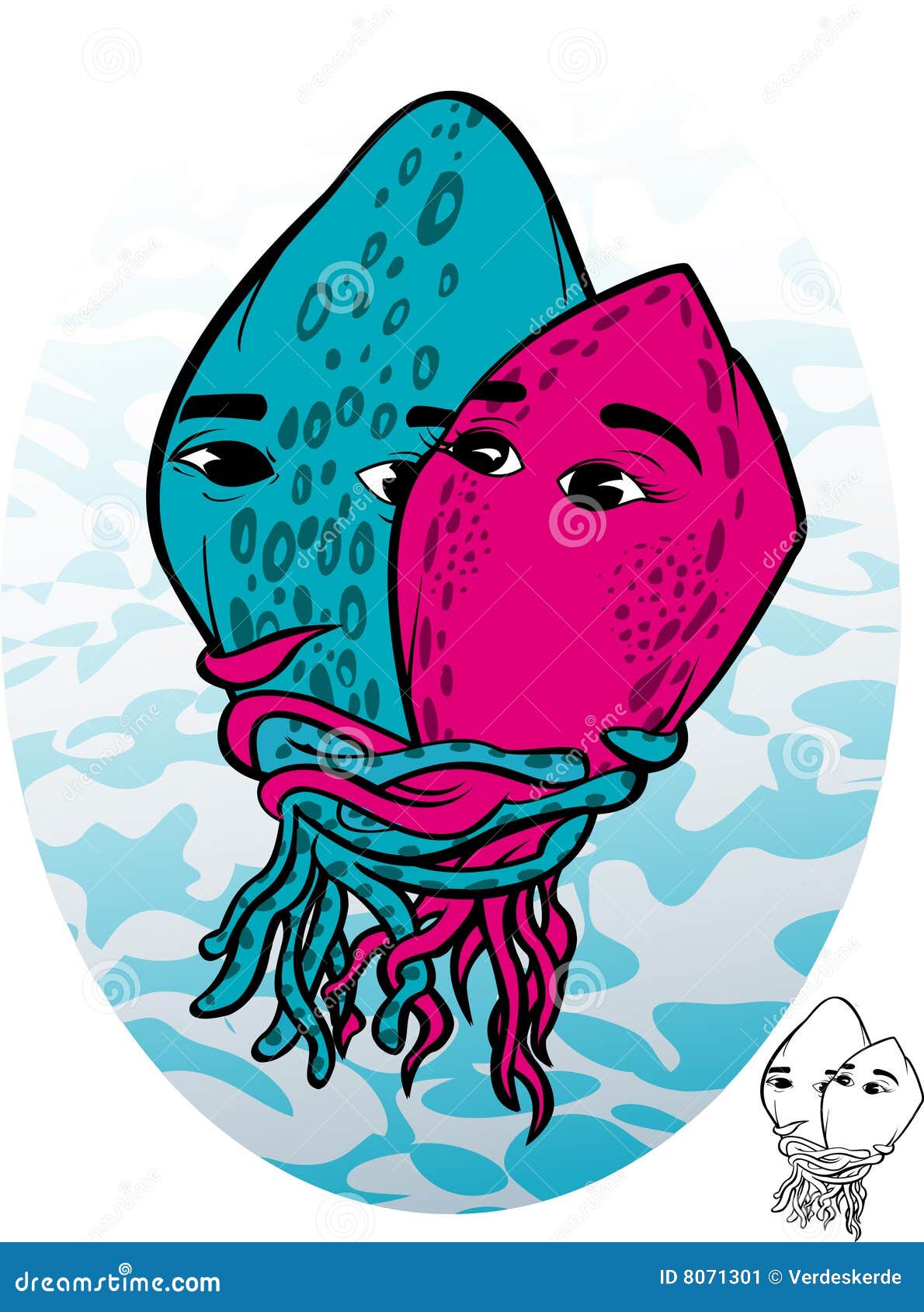 Cuttlefish cuddling stock vector. Illustration of girl - 8071301