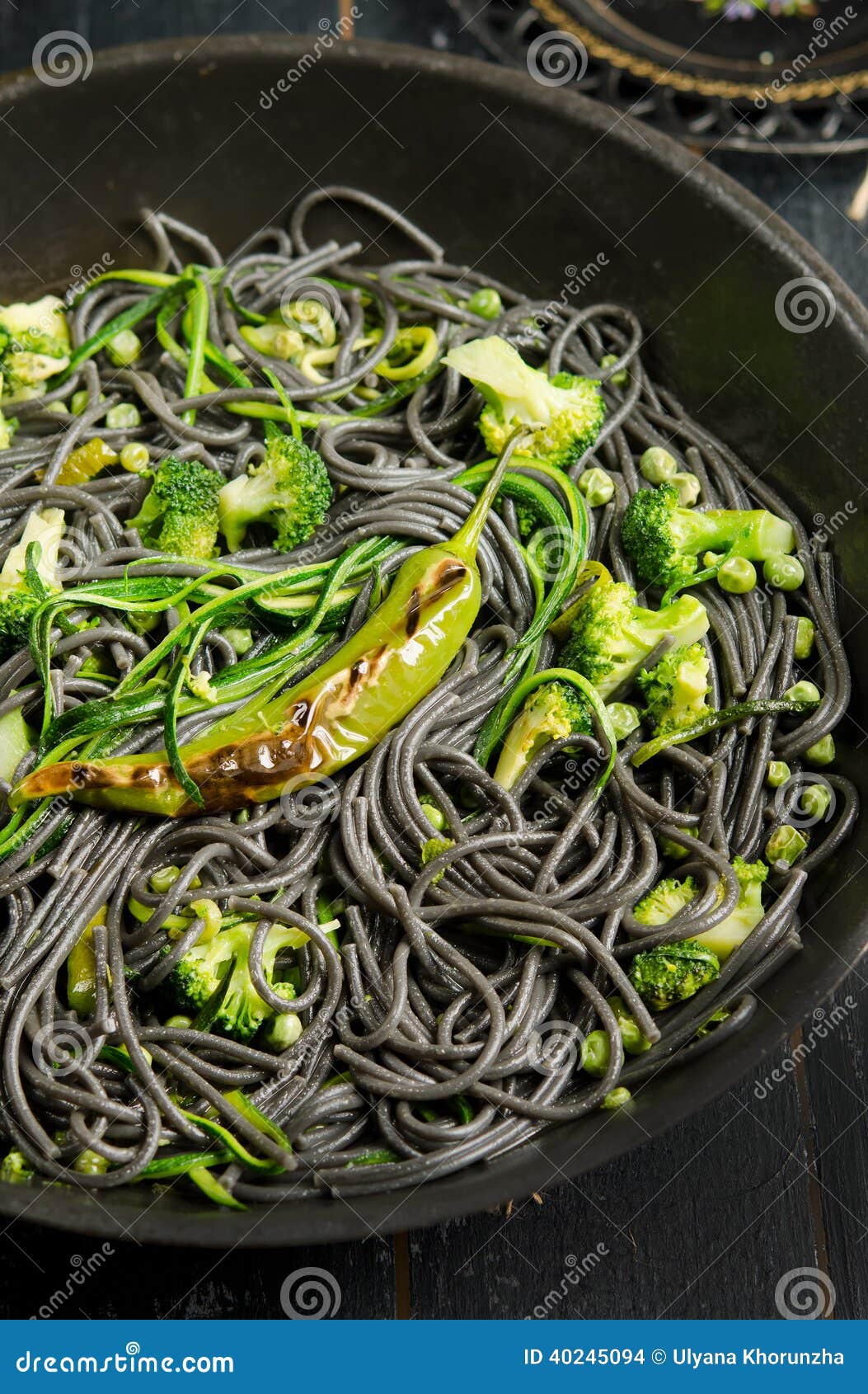 Cuttlefish ink spaghetti stock photo. Image of sauce - 40245094
