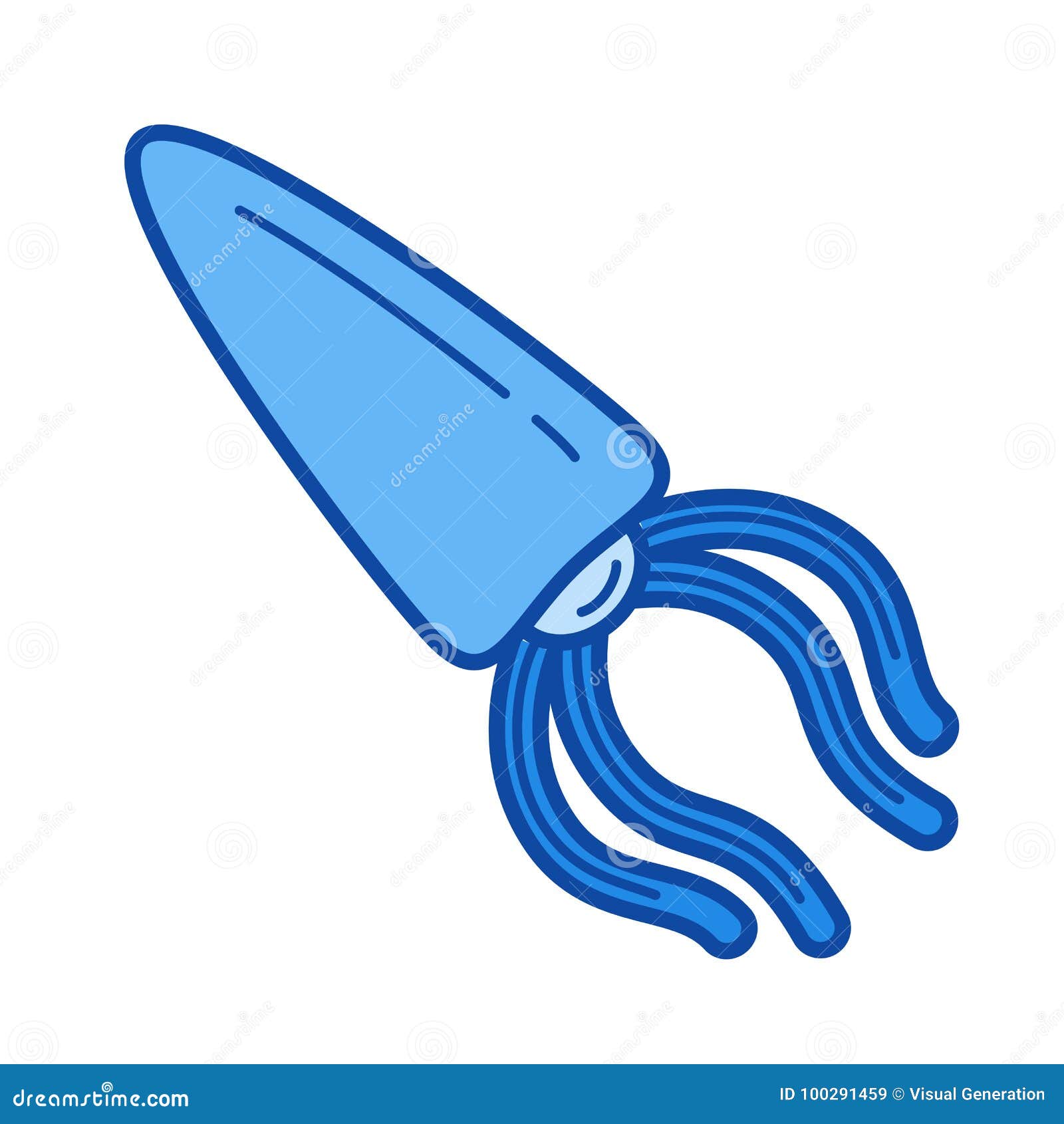 Cuttlefish line icon. stock vector. Illustration of drawing - 100291459