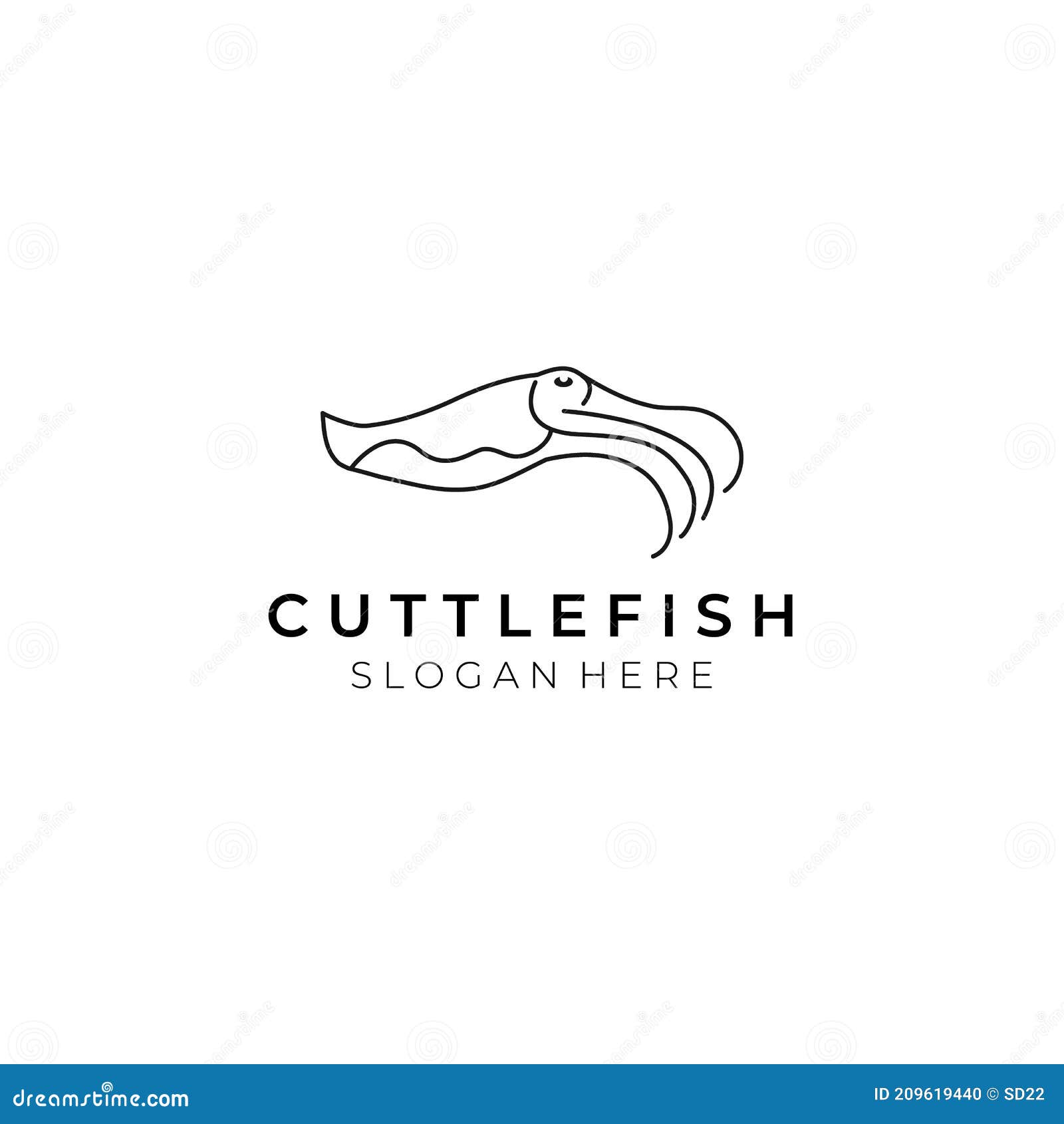 Cuttlefish Logo Line Art Illustration Vector Template Design Stock ...