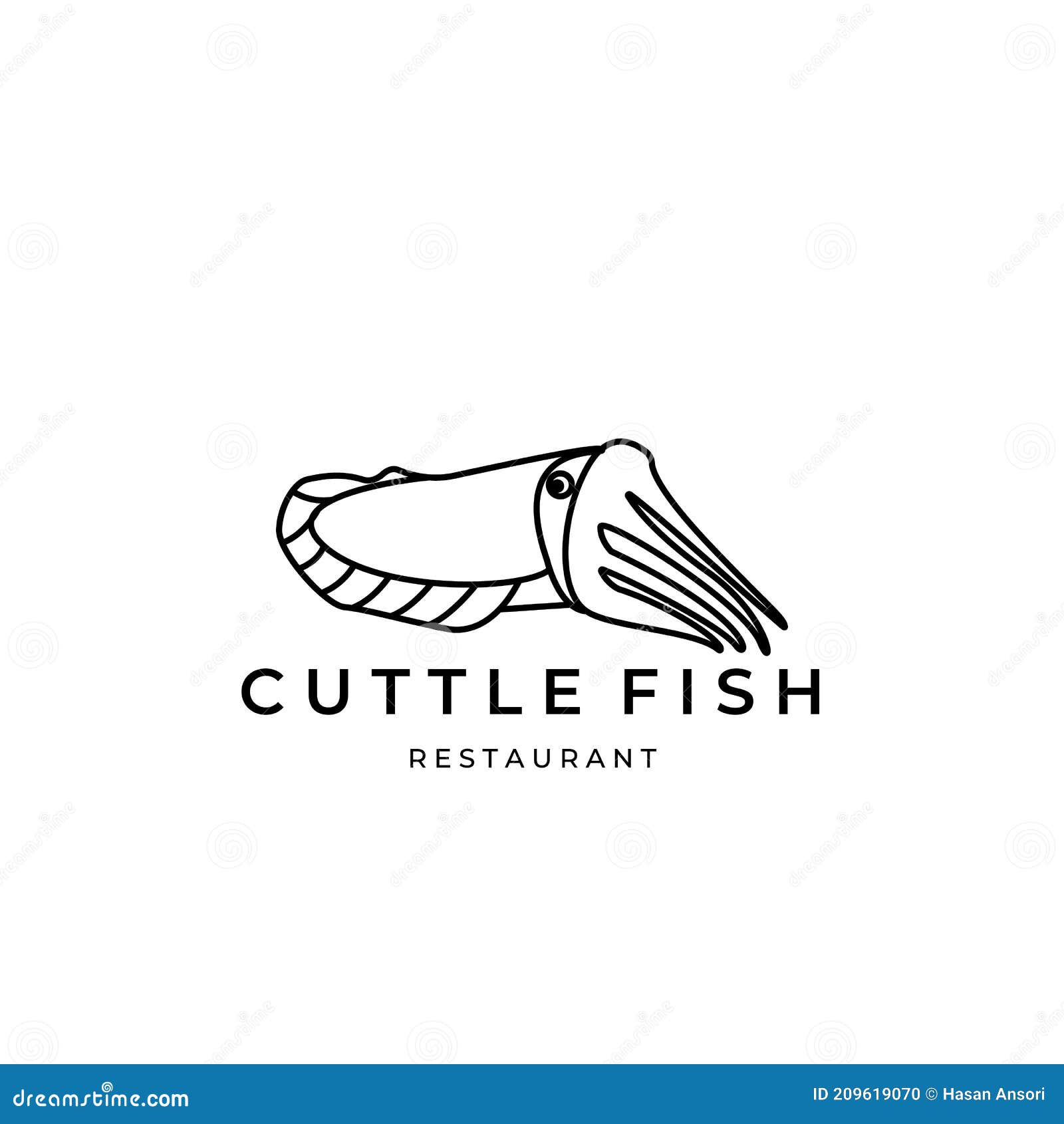 Cuttlefish Logo Line Art Minimalist Vector Stock Vector - Illustration ...