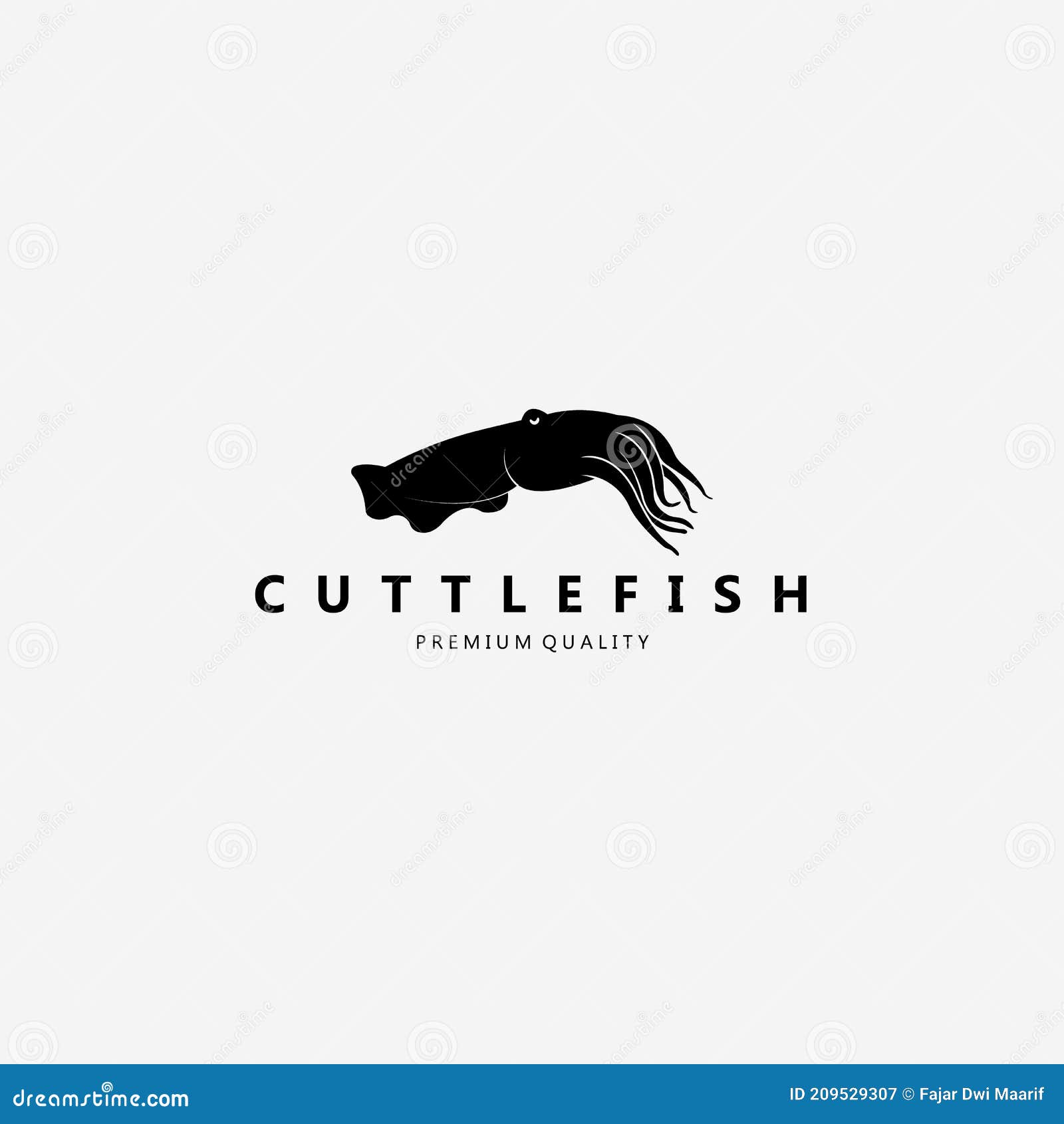 Cuttlefish Logo Vector Vintage Silhouette Illustration Design Art Fish ...