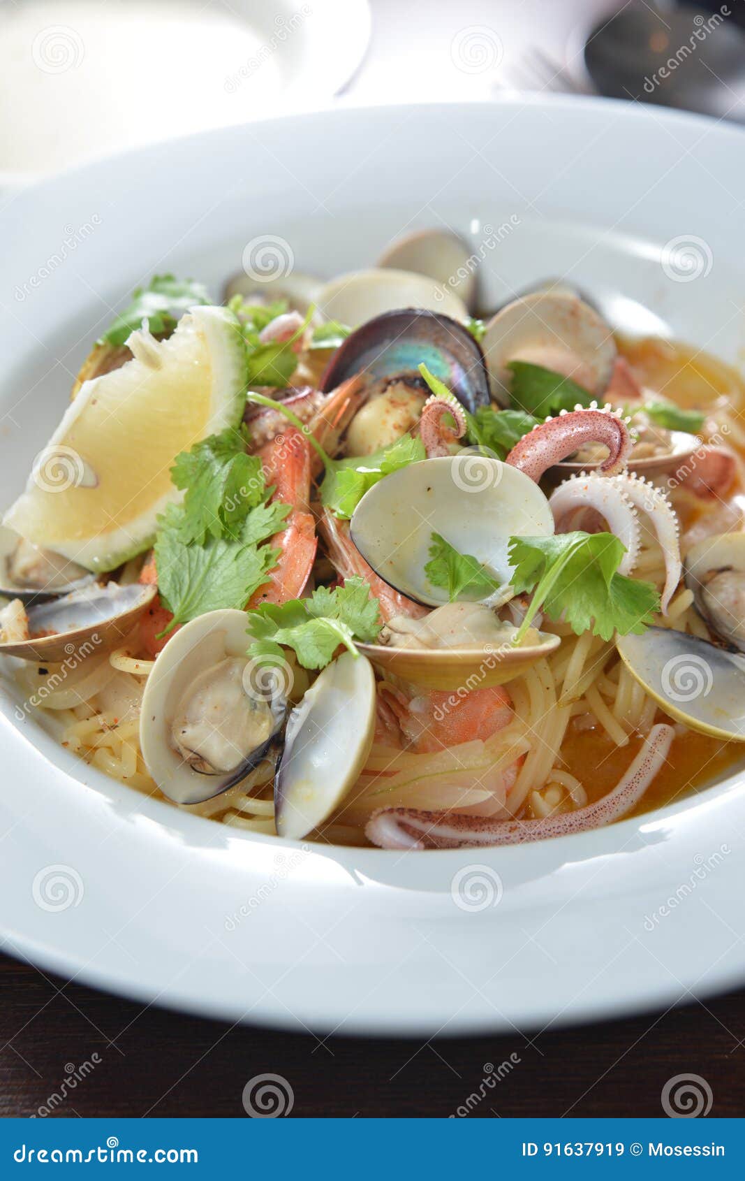 Cuttlefish spaghetti stock image. Image of style, green - 91637919
