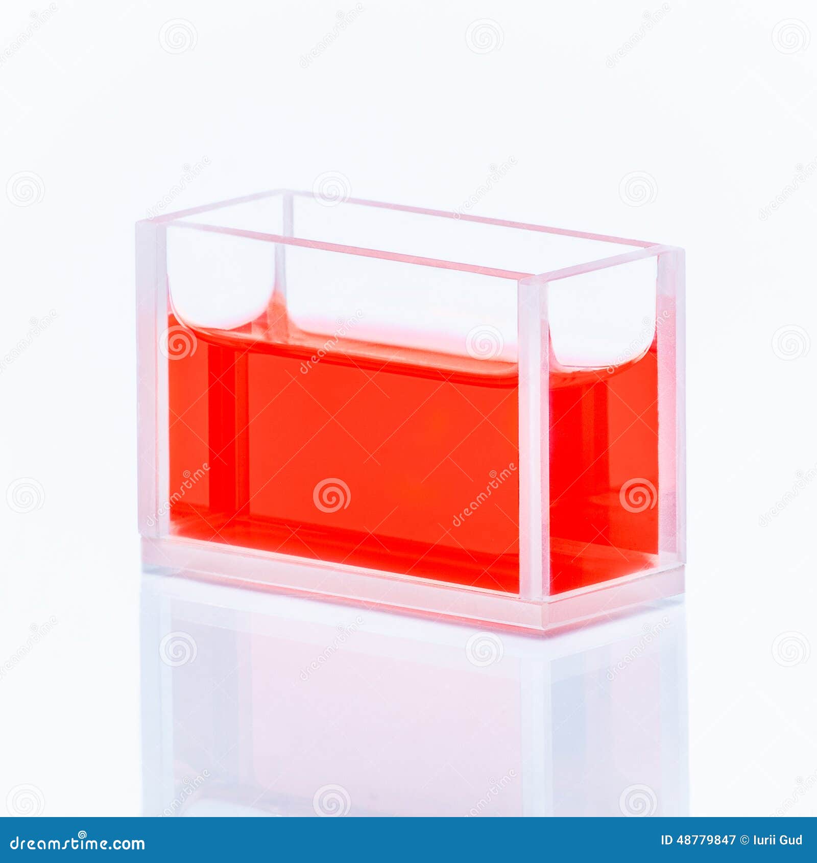 Cuvette with red liquid stock image. Image of chemical - 48779847