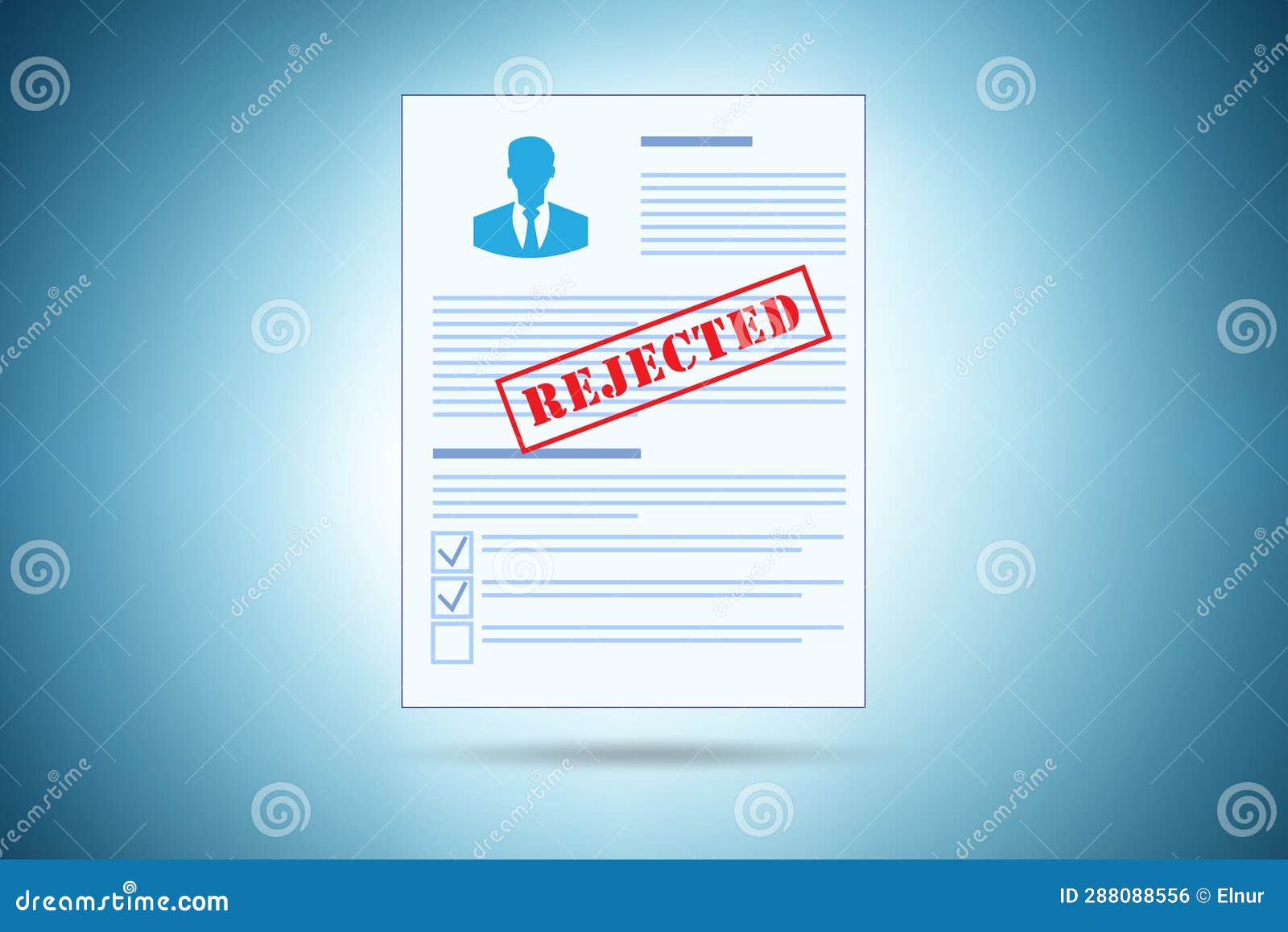 CV Application Rejection Notice in Employment Concept Stock ...