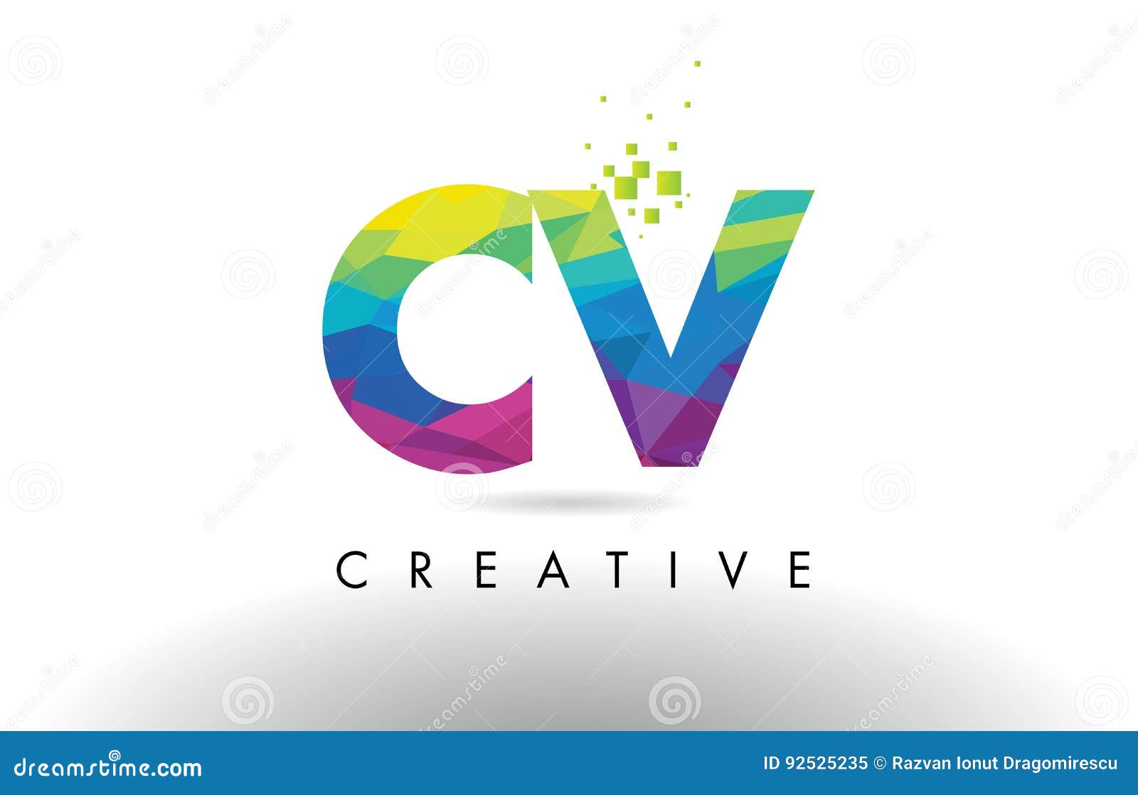 CV C V Colorful Letter Origami Triangles Design Vector. Stock Vector ...