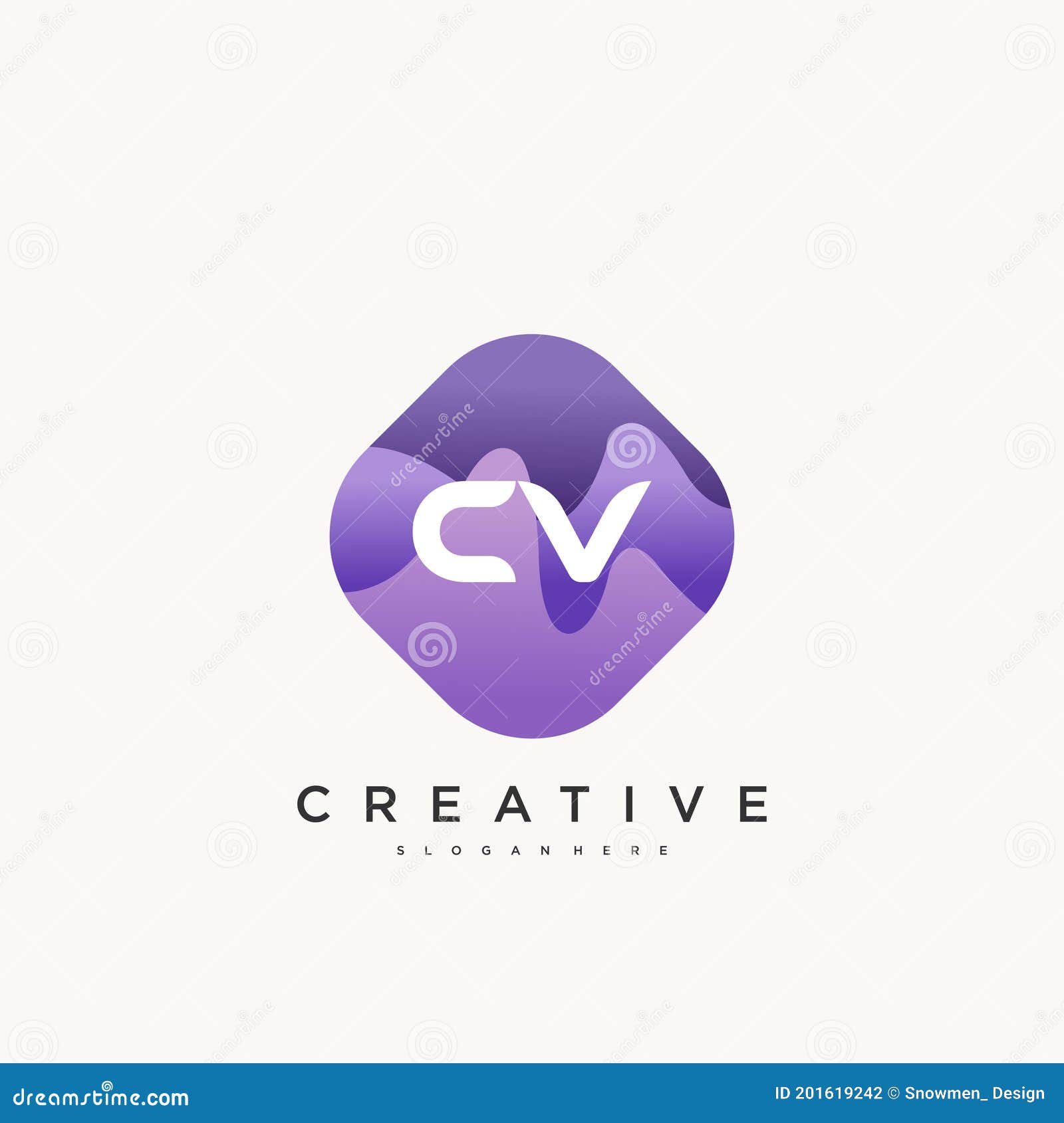 CV Initial Letter Logo Icon Design Template Elements with Wave Colorful ...