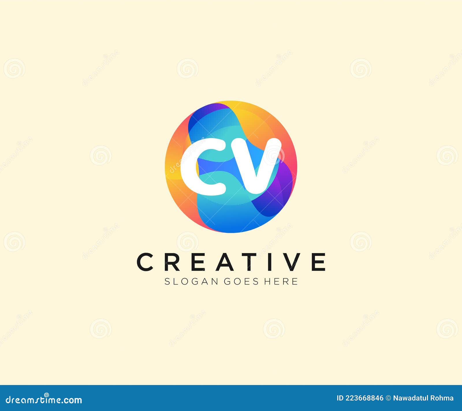CV Initial Logo with Colorful Circle Template Vector Stock Vector ...