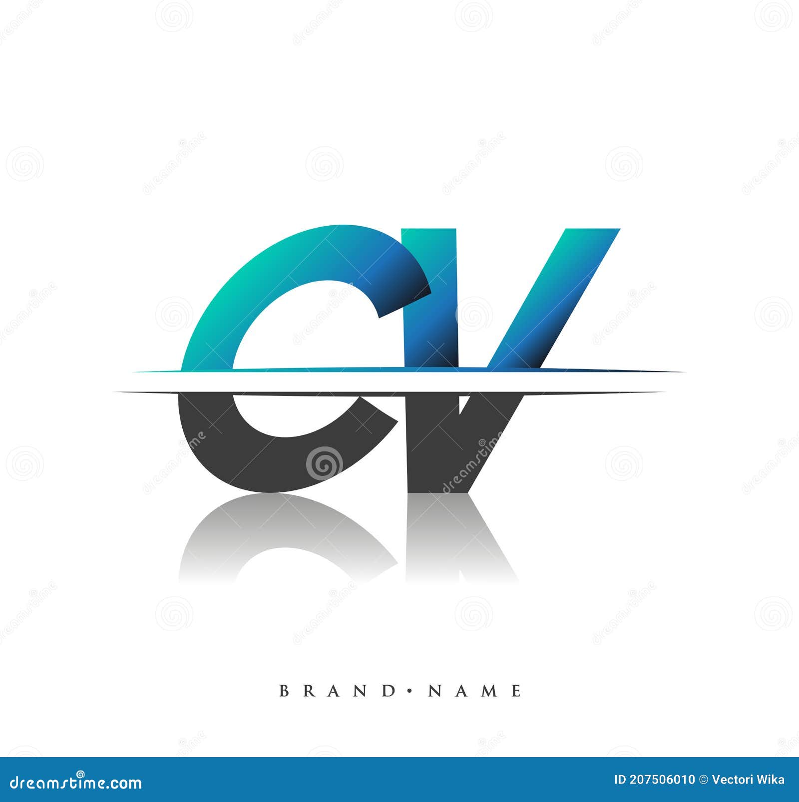 CV Initial Logo Company Name Colored Black and Blue, Simple and Modern ...