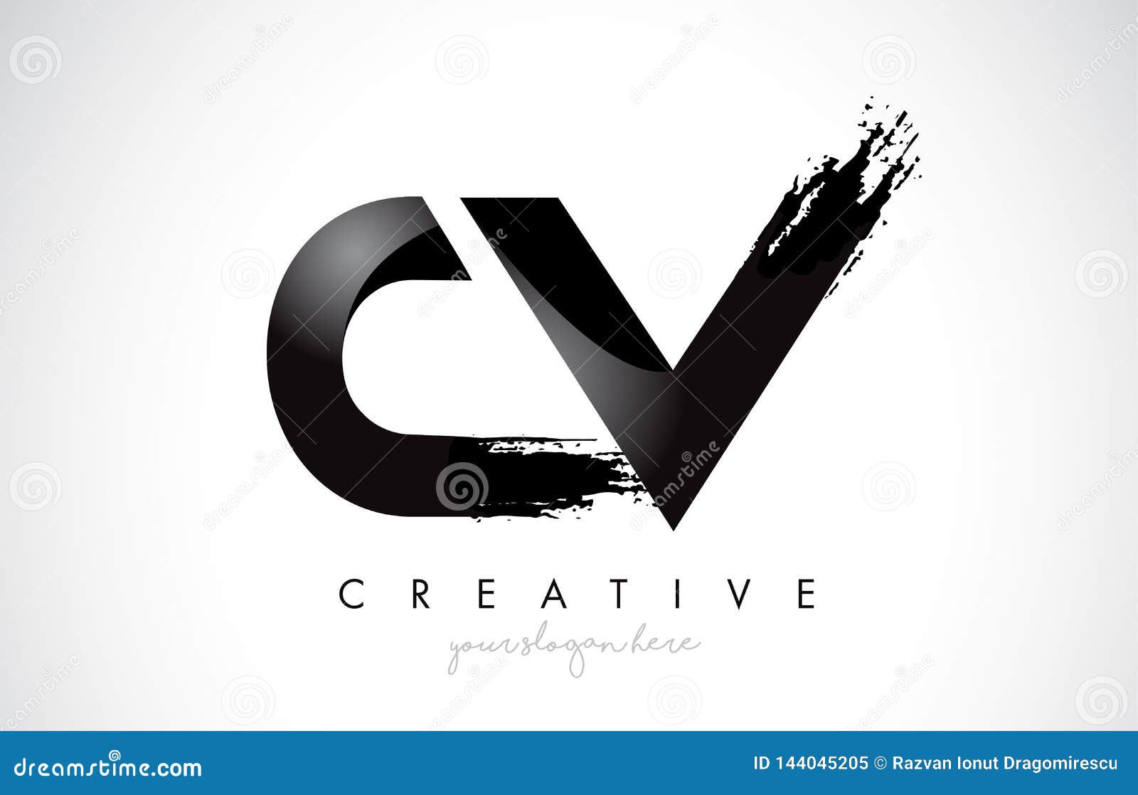 CV Letter Design with Brush Stroke and Modern 3D Look Stock Vector ...
