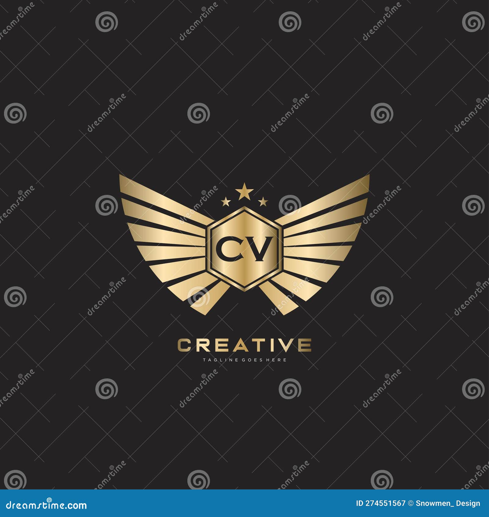 CV Letter Initial with Royal Luxury Logo Template Stock Vector ...