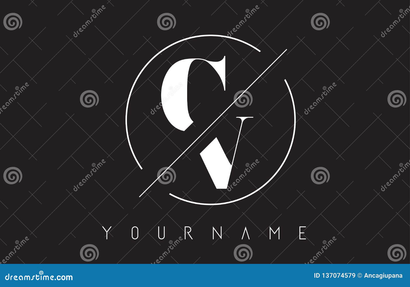 CV Letter Logo with Cutted and Intersected Design Stock Vector ...