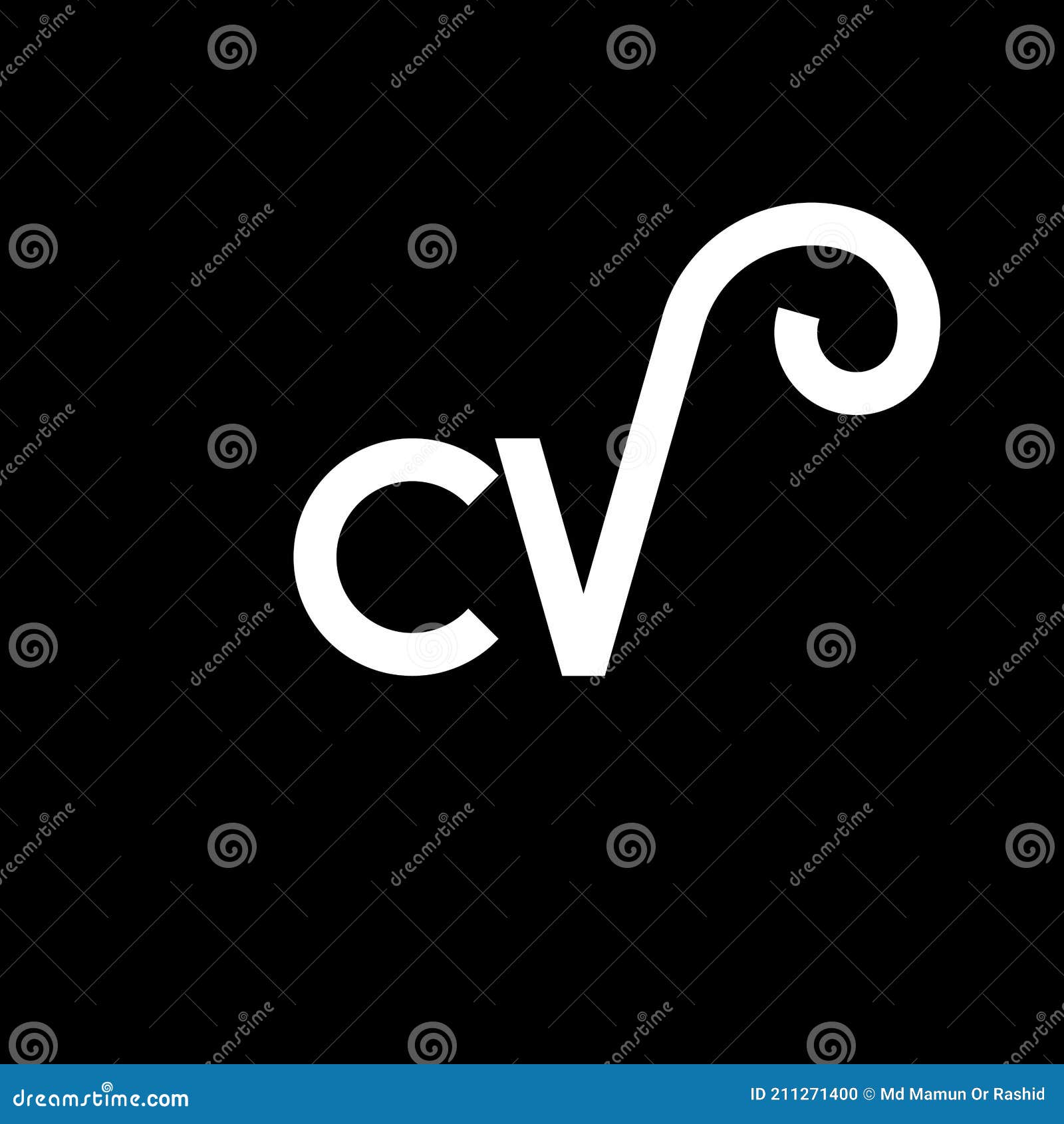 CV Letter Logo Design on Black Background. CV Creative Initials Letter ...