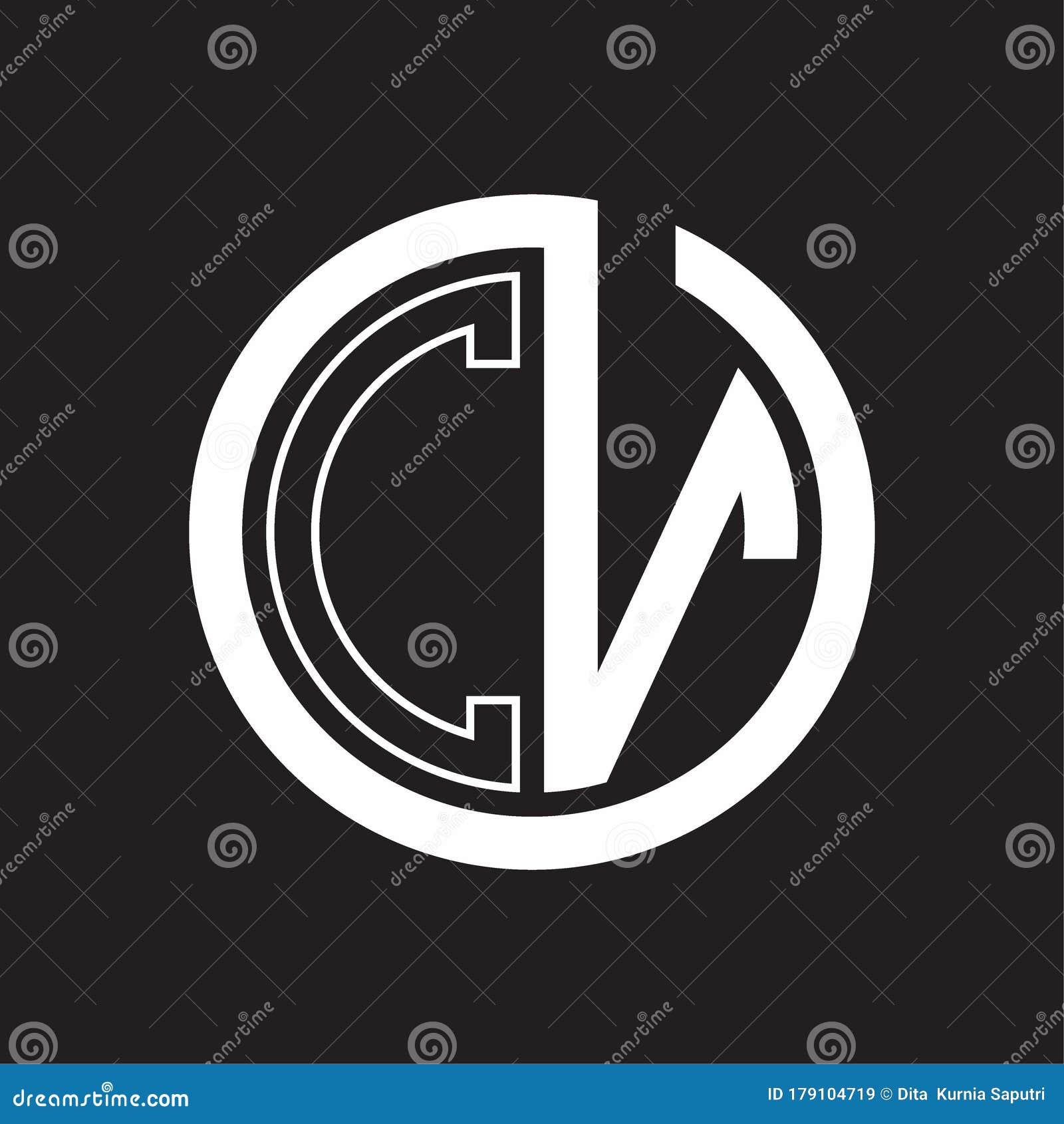 CV Logo with Circle Rounded Negative Space Design Template Stock Vector ...