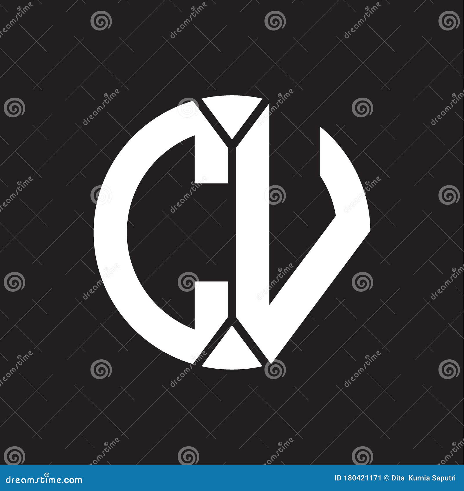 CV Logo Monogram with Piece Circle Ribbon Style Stock Vector ...