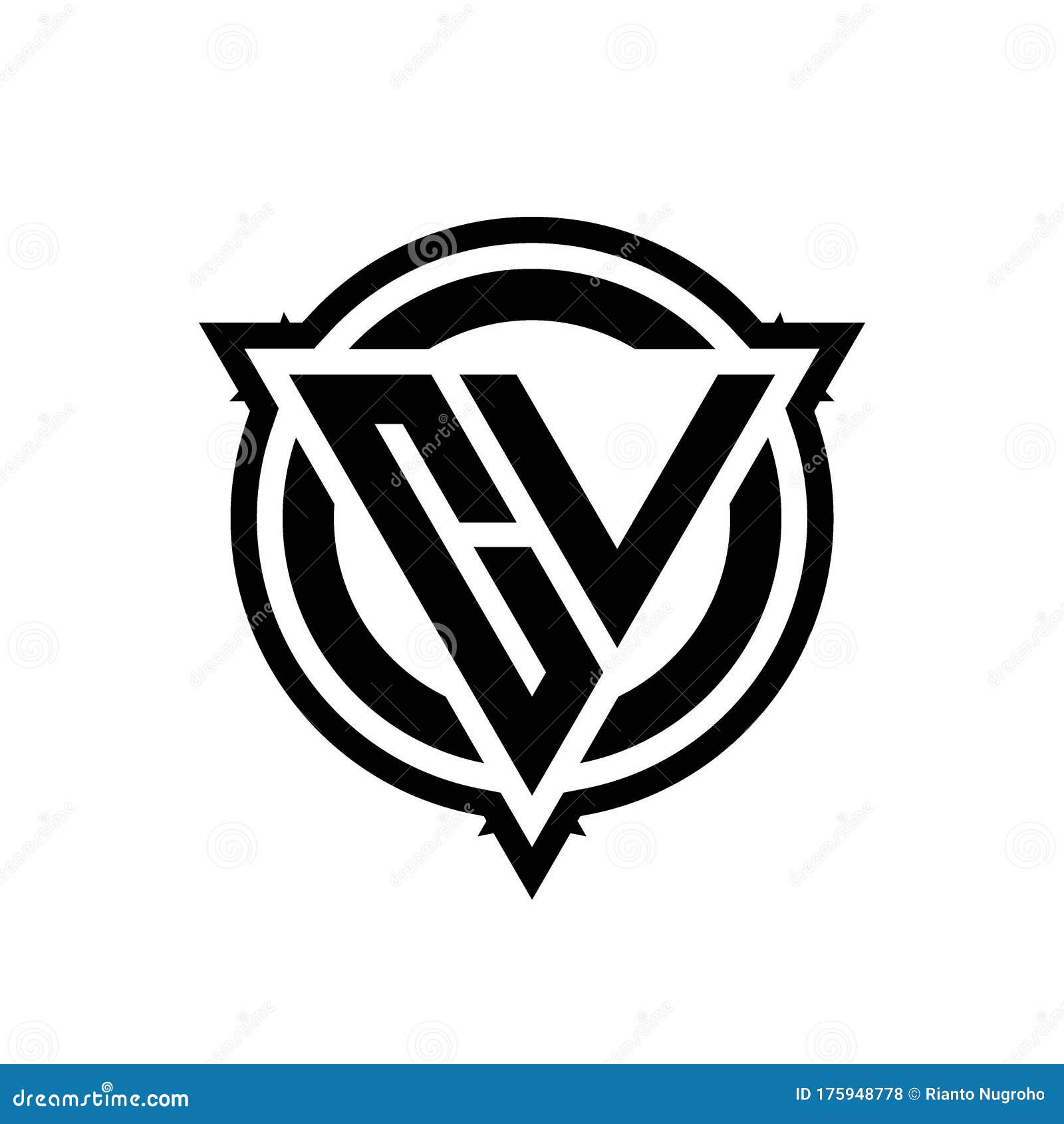 CV Logo with Triangle Shape and Circle with Outline Rounded Design ...