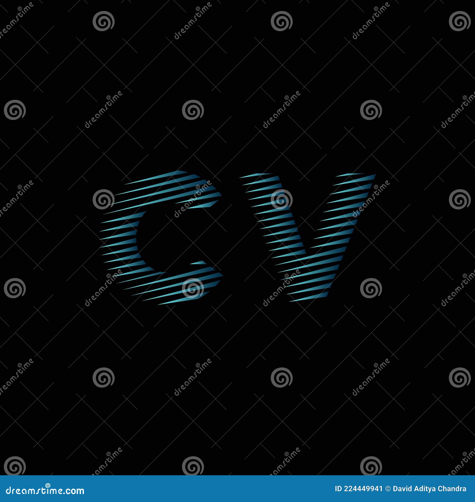 CV Monogram Lines Style Blue Light Vector Stock Vector - Illustration ...