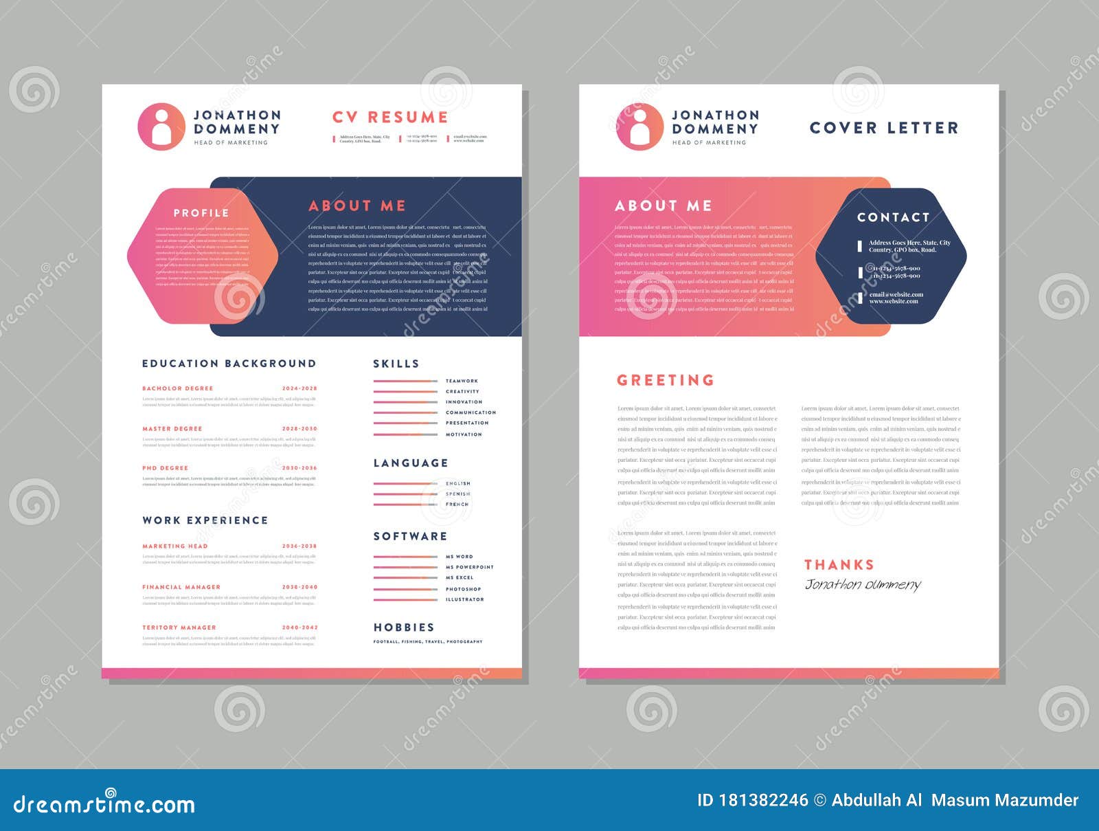 Curriculum VitaeÂ CV Resume Template DesignÂ Â Stock Vector ...