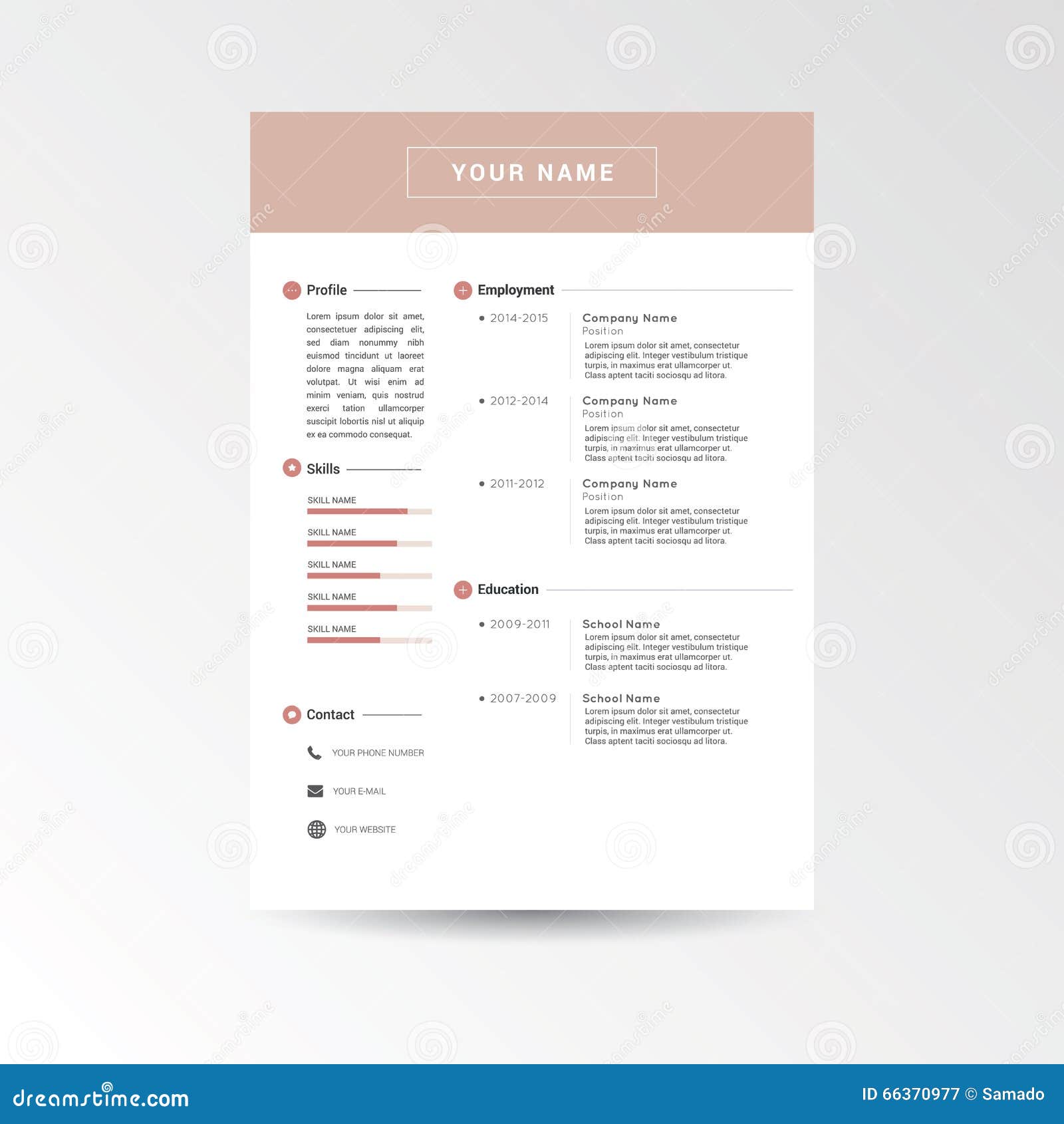 Resume / CV Template Design - Nature Feel Green Color - Vector S ...