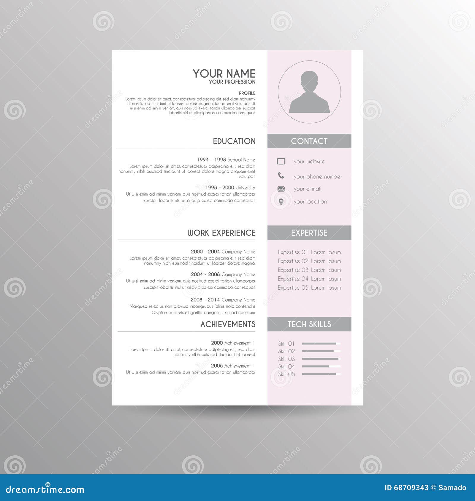 Resume Template For Men. Modern CV And Cover Letter Layout With ...
