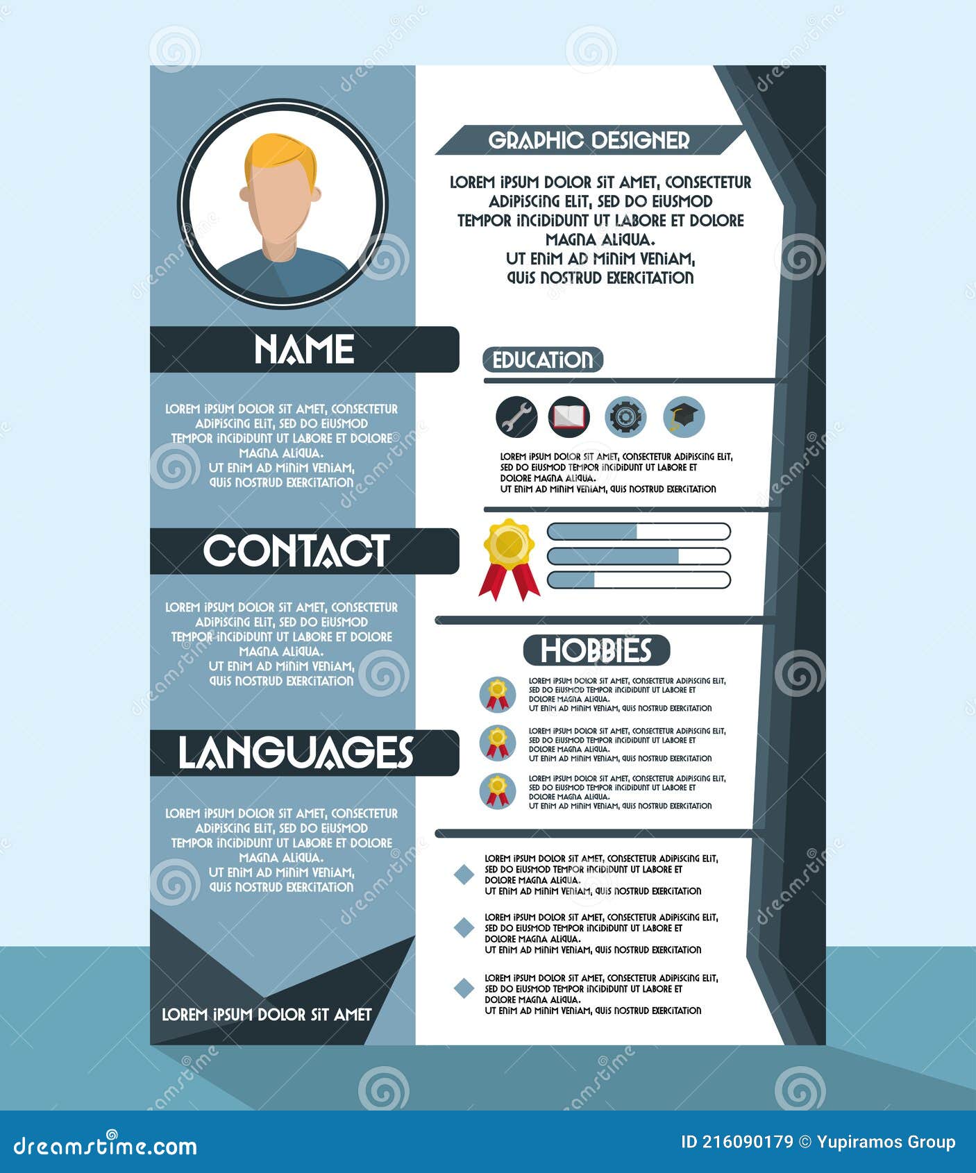 Cv resume template vektor abbildung. Illustration von geschäft - 216090179