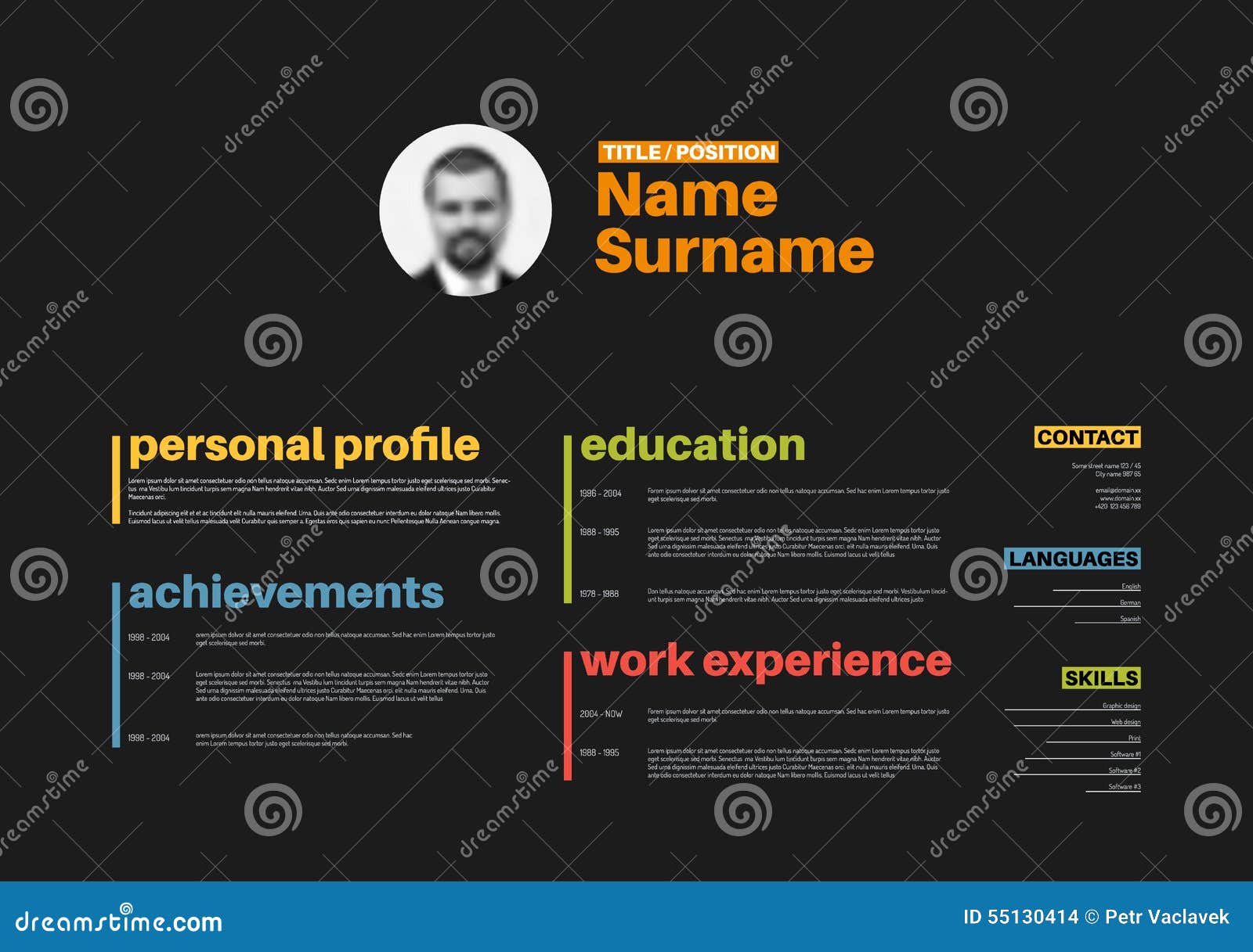 Cv / Resume Template with Nice Typography Stock Vector - Illustration ...