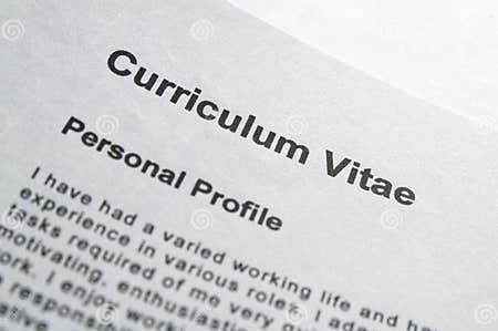 CV Title Page Printed Personal Profile Stock Image - Image of ...