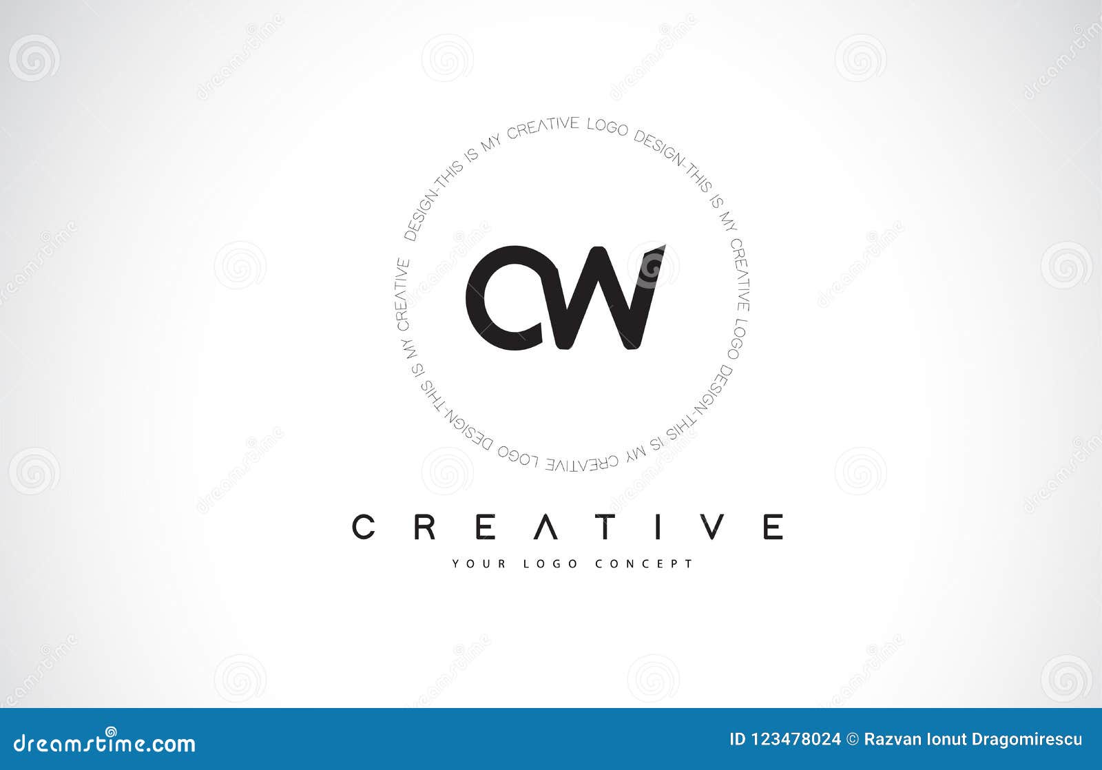 CW C W Logo Design with Black and White Creative Text Letter Vector ...