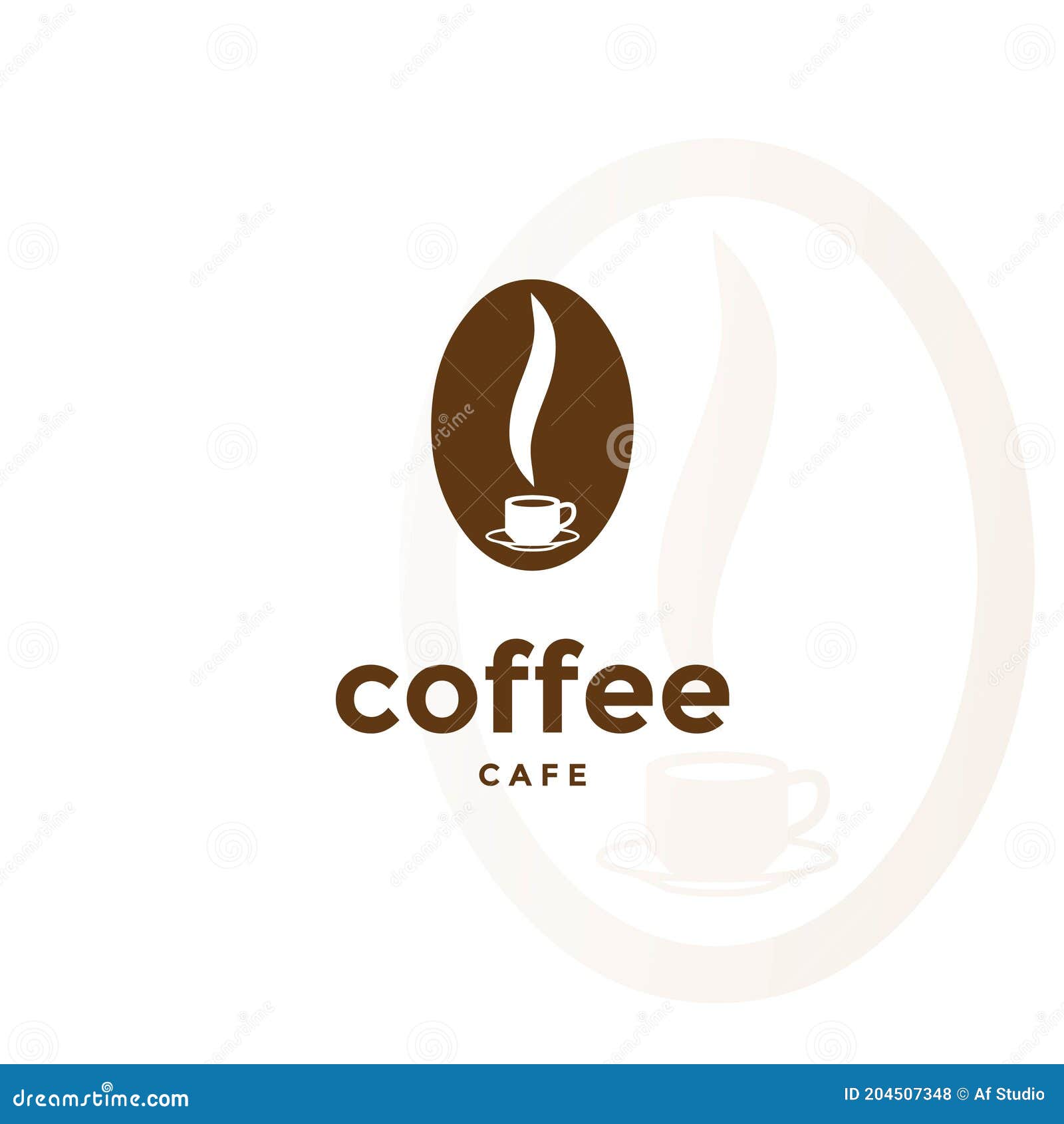 Simple Coffee Bean Mug Hot Coffee Cafe Restaurant Logo Design Vector ...