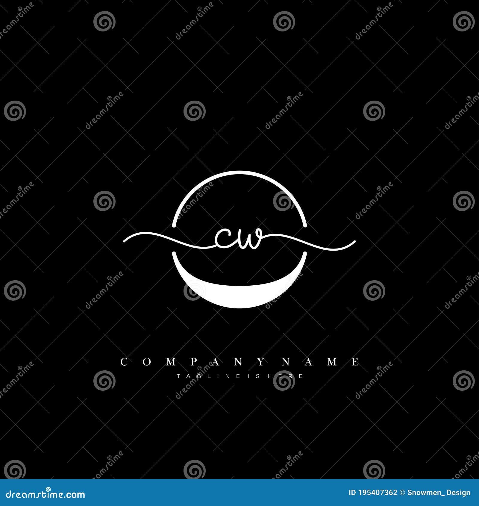CW Initial Handwriting Minimalist Geometric Logo Template Vector Stock ...