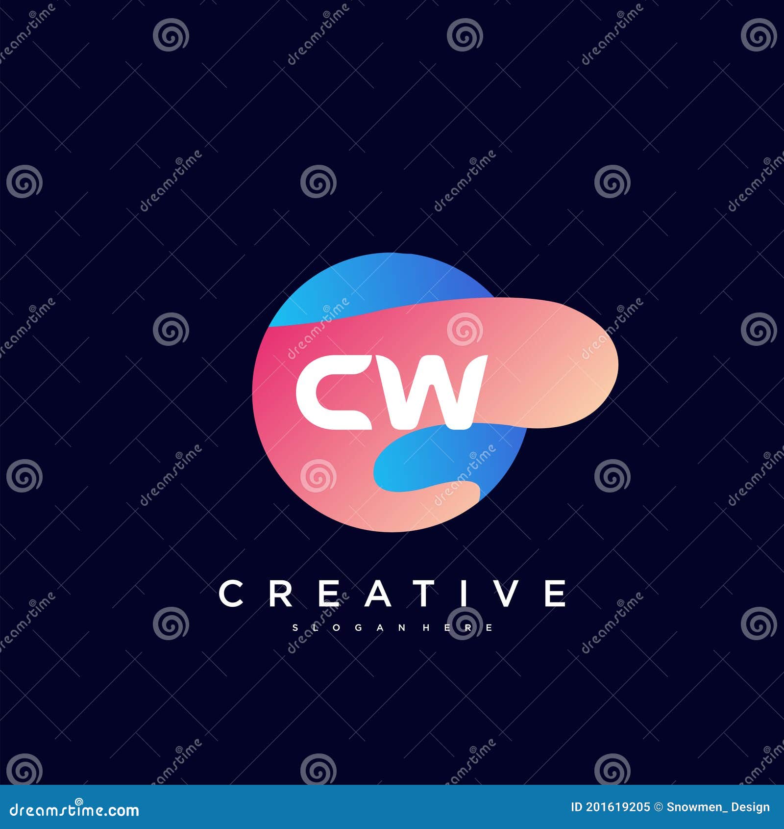 CW Initial Letter Logo Icon Design Template Elements with Wave Colorful ...