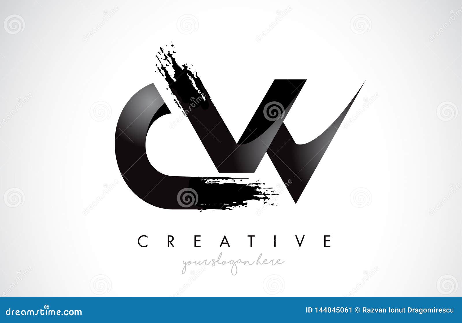 CW Letter Design with Brush Stroke and Modern 3D Look Stock Vector ...