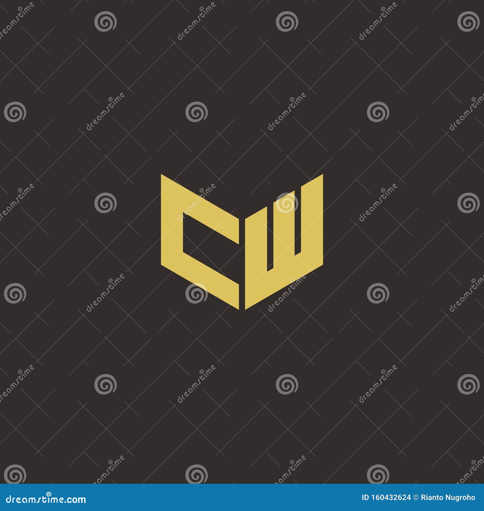 CW Logo Letter Initial Logo Designs Template with Gold and Black ...