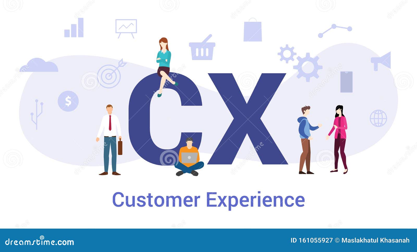 Cx Customer Experience Concept with Big Word or Text and Team People ...