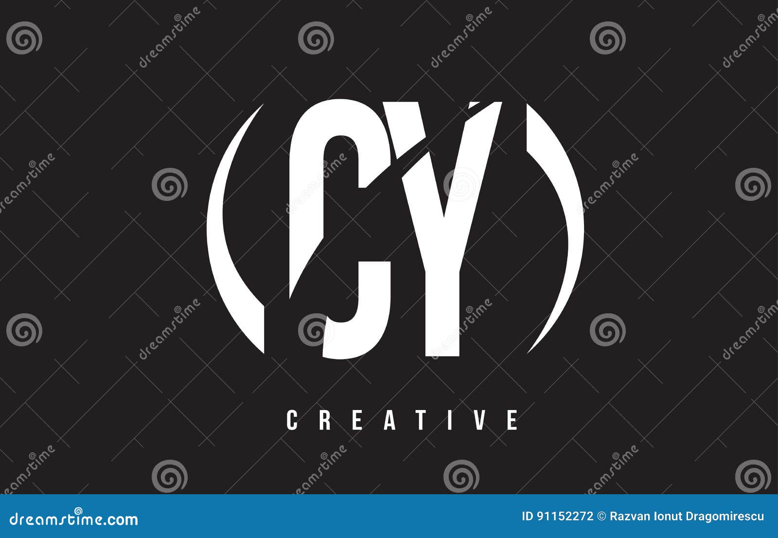 CY C Y White Letter Logo Design with Black Background. Stock Vector ...
