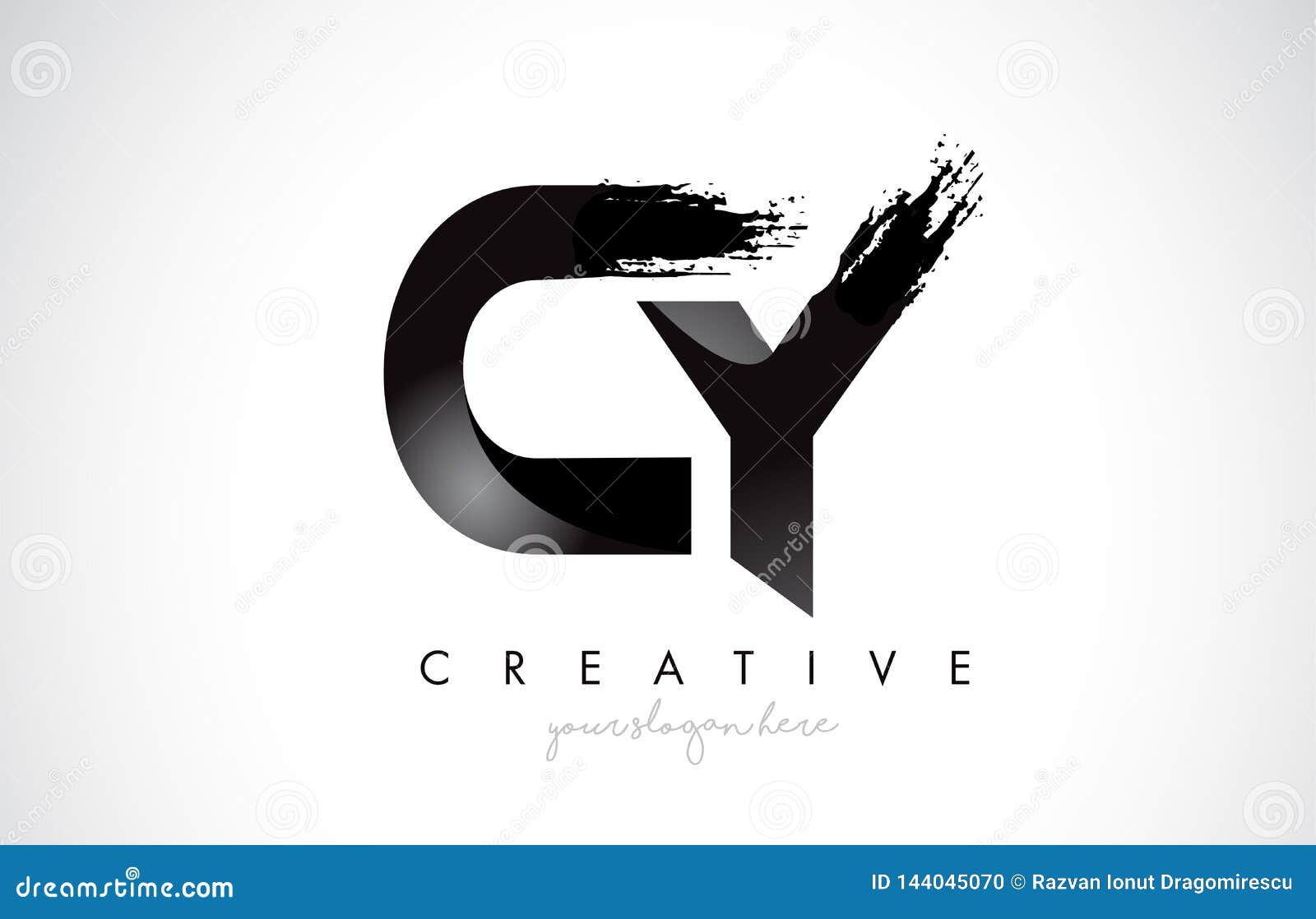 CY Letter Design with Brush Stroke and Modern 3D Look Stock Vector ...