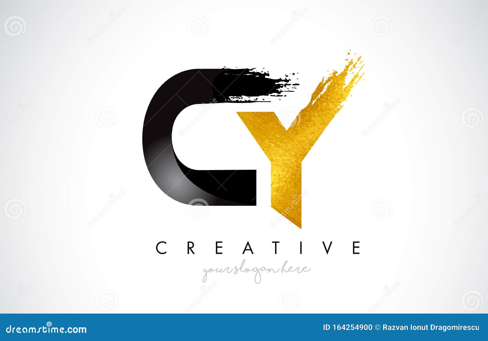 CY Letter Design with Brush Stroke and Modern 3D Look Stock Vector ...