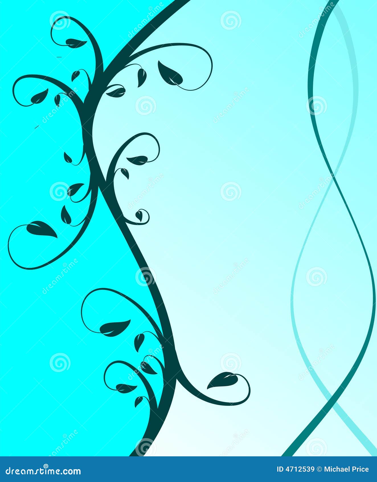 Cyan Blue Floral Background Stock Vector - Illustration of vine ...