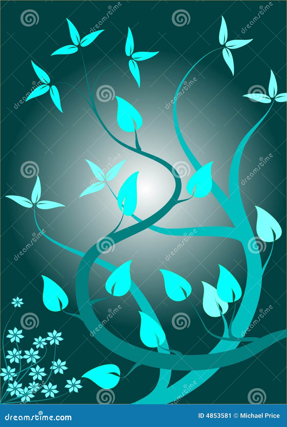 Cyan Blue Floral Background Stock Vector - Illustration of cyan, design ...