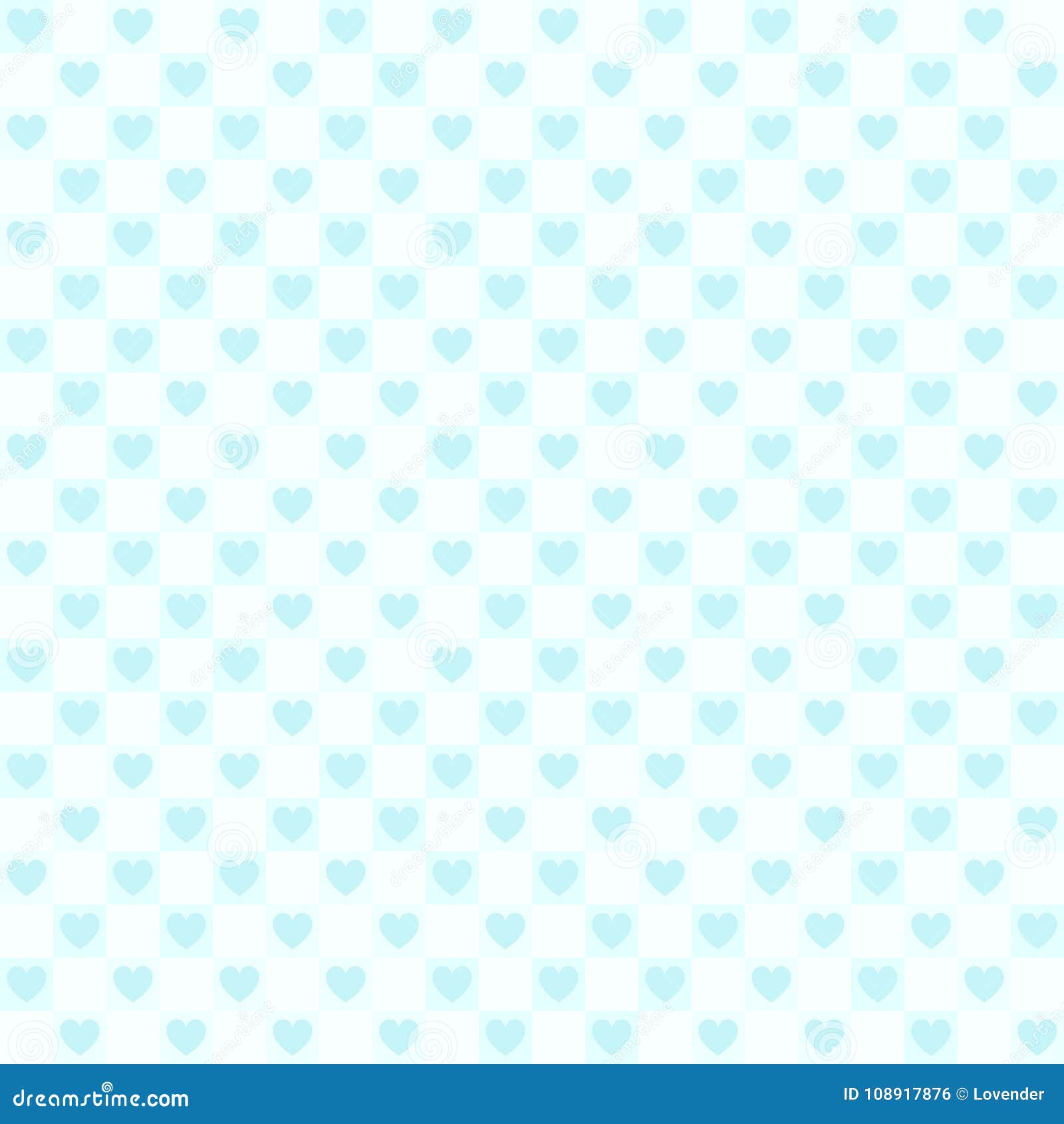 Cyan Checkered Heart Pattern. Seamless Vector Background Stock Vector ...