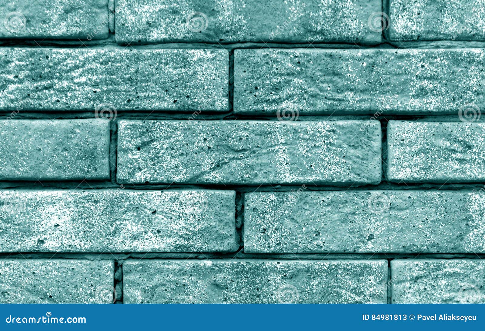 Cyan Color Brick Wall Texture. Stock Image - Image of cyan, abstract ...